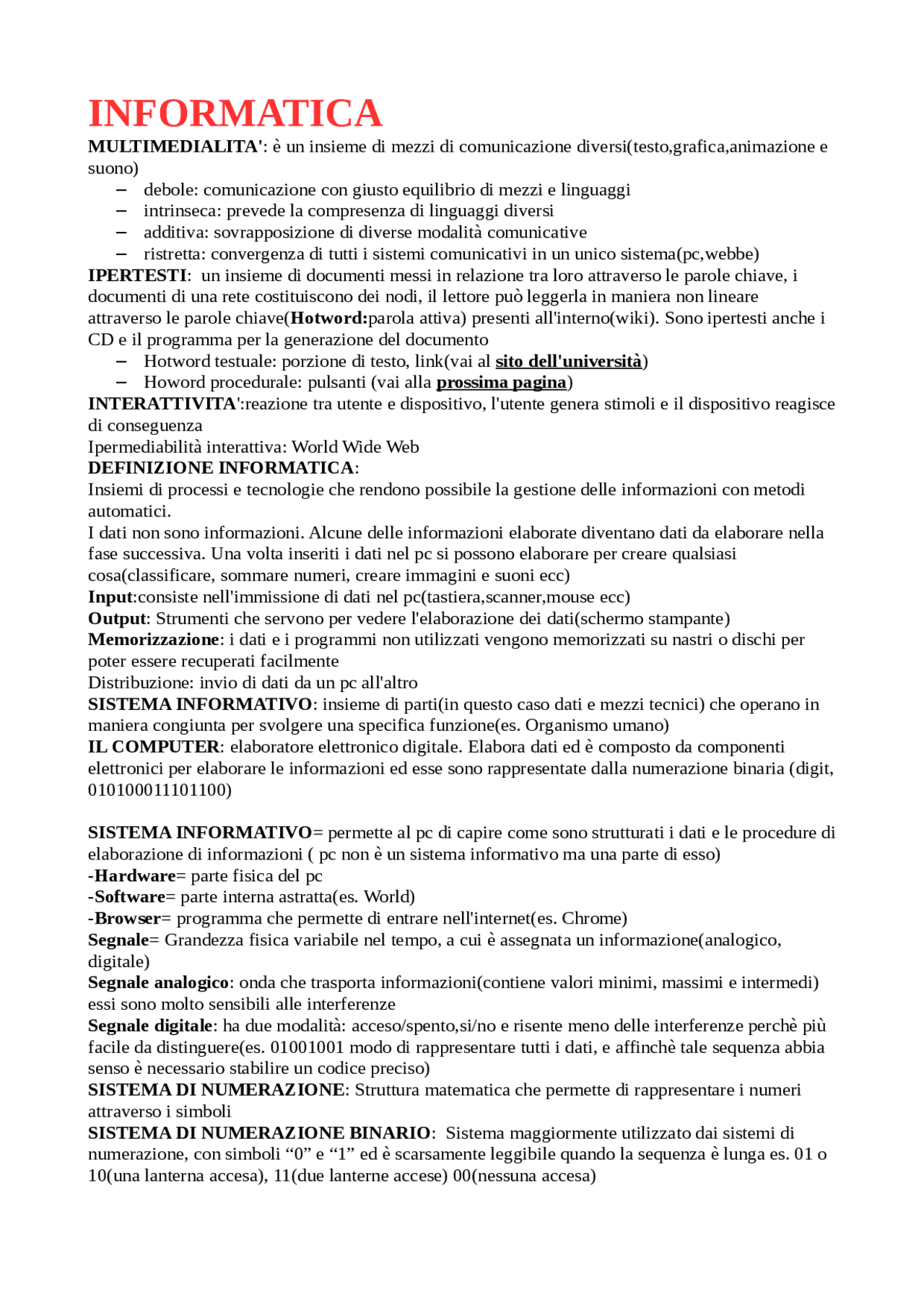 Riassunto Di Informaticaprofcarminati Slide Di Sistemi Di