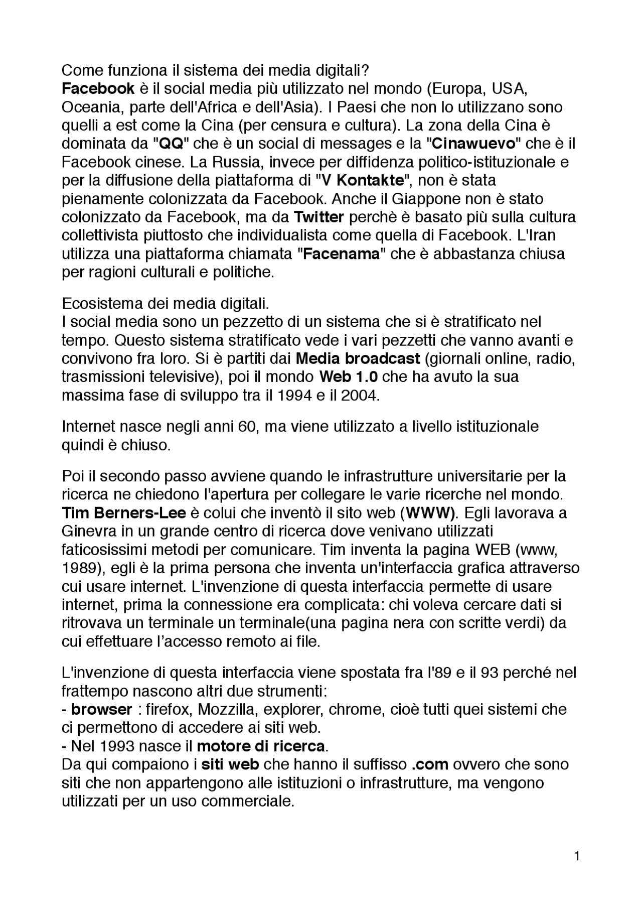 Web E Social Media 1 Semestre Docsity