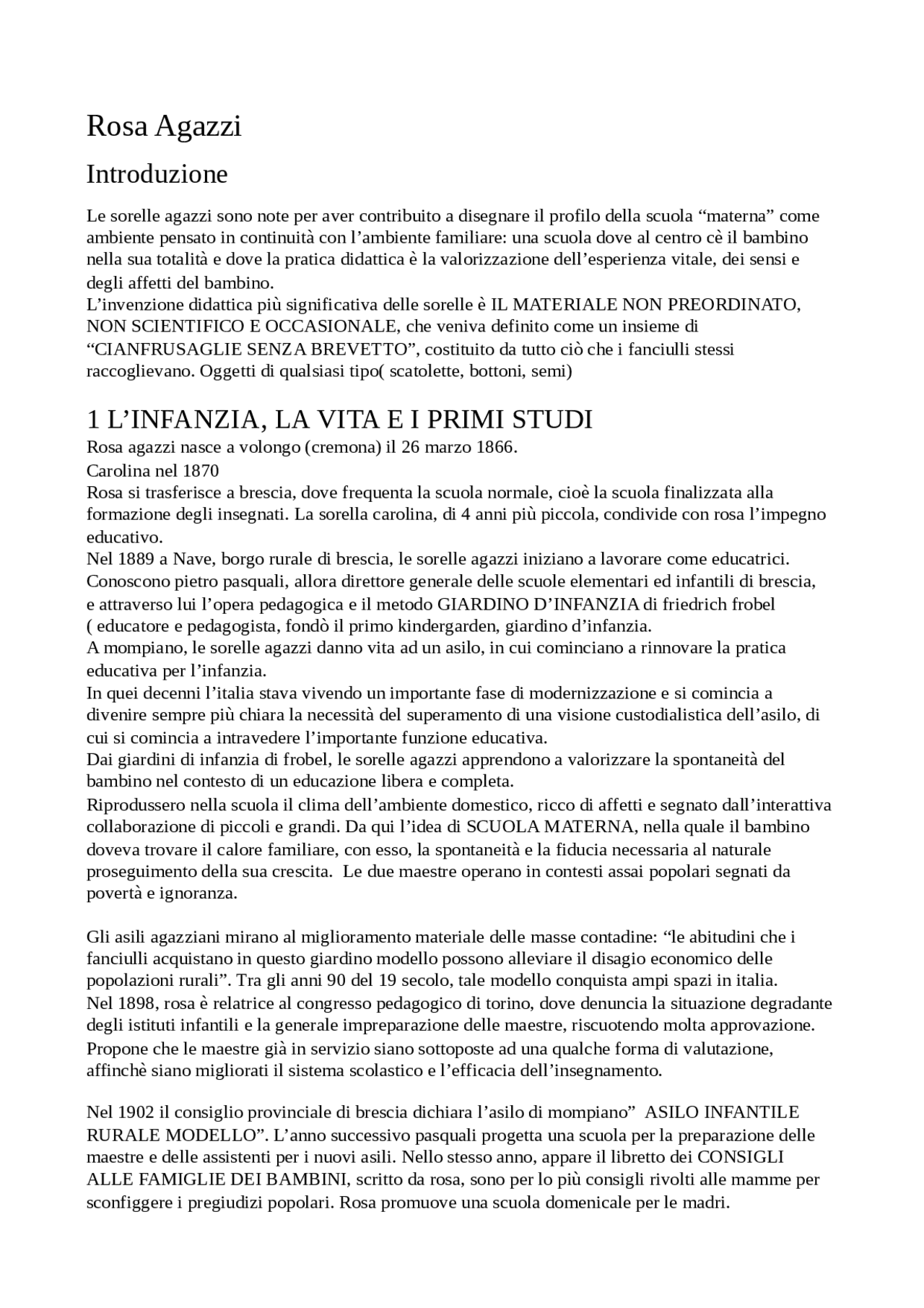 Le Sorelle Agazzi Il Loro Percorso Docsity