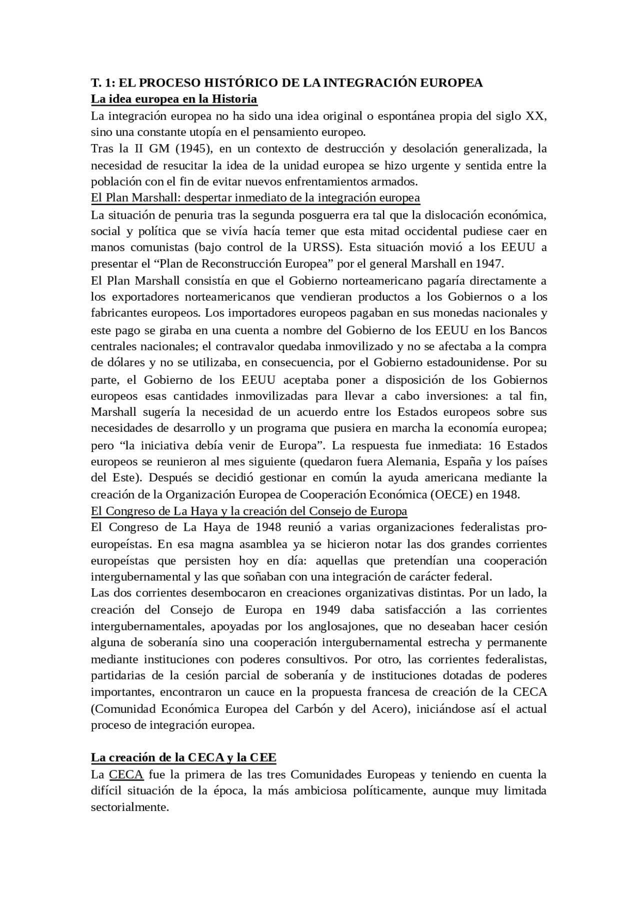 Apuntes De Derecho Europeo Docsity