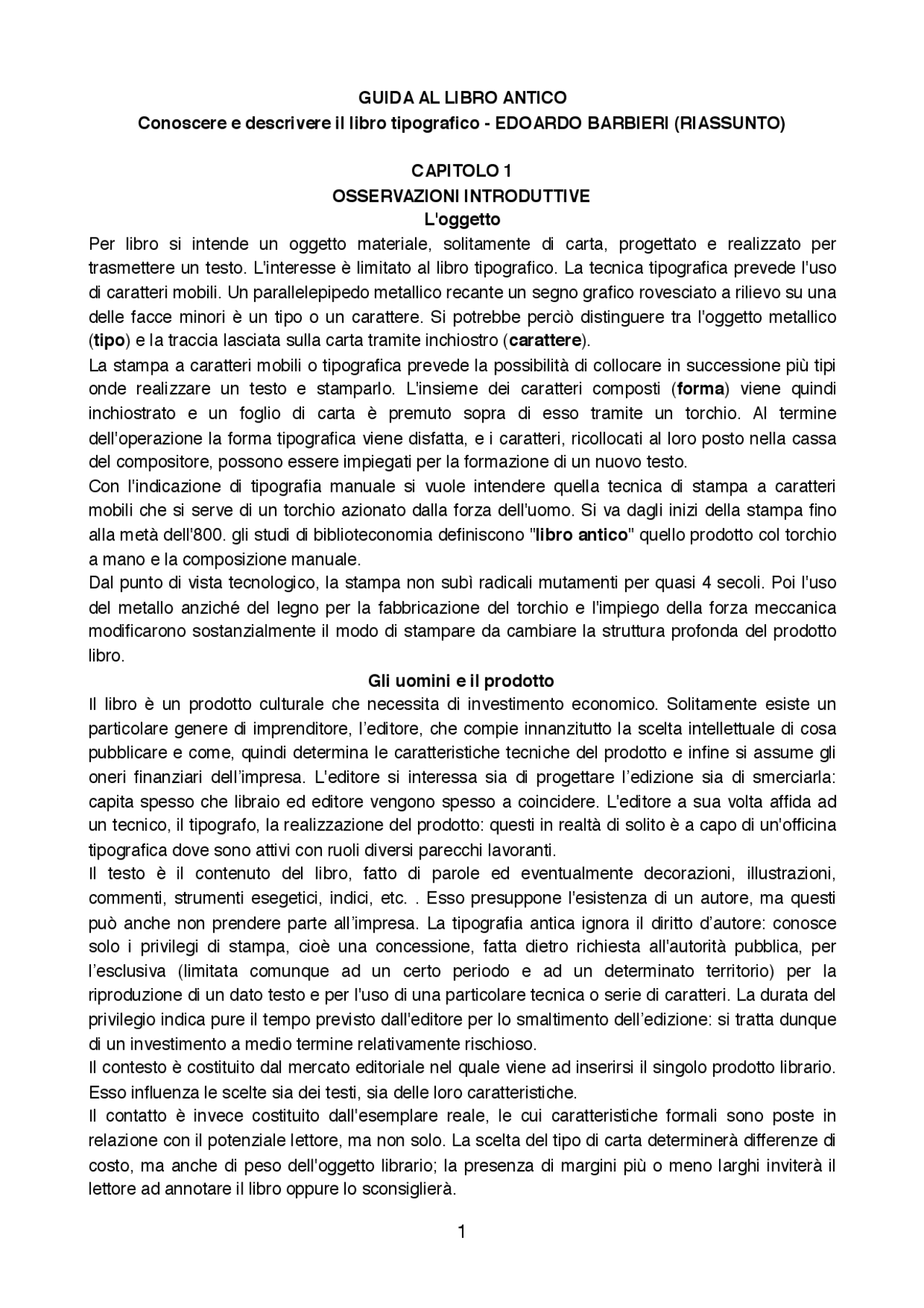 Guida Al Libro Antico Ugo Rozzo Riassunto Docsity
