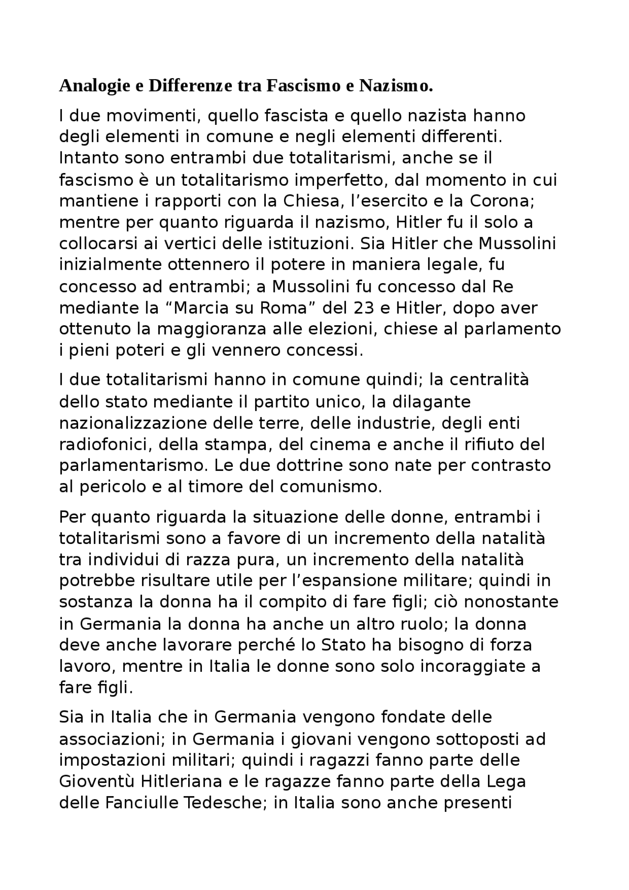 Analogie E Differenze Tra Fascismo E Nazismo Appunti Di Storia