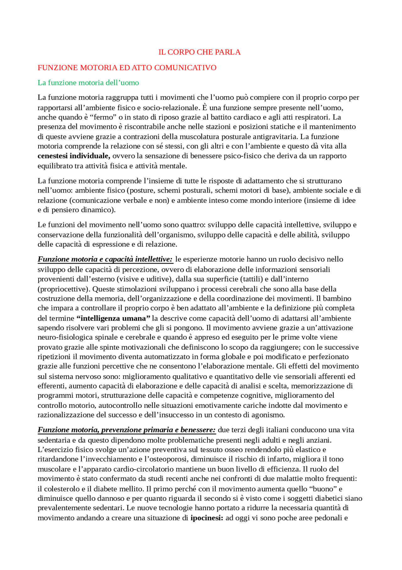 Il Corpo Che Parla” Docsity
