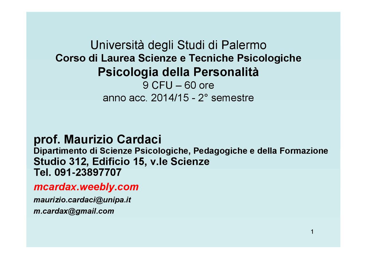 La Scienza Della Personalità Docsity