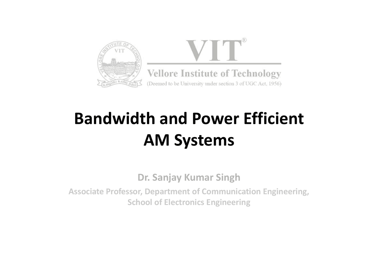 Lecture Notes Of Power And Bandwidth Systems Docsity