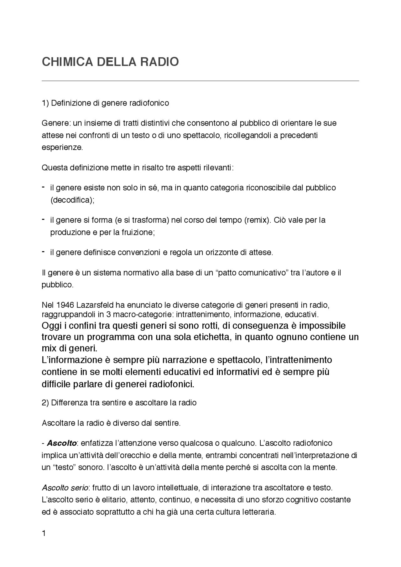 Riassunto Libro Chimica Della Radio Docsity