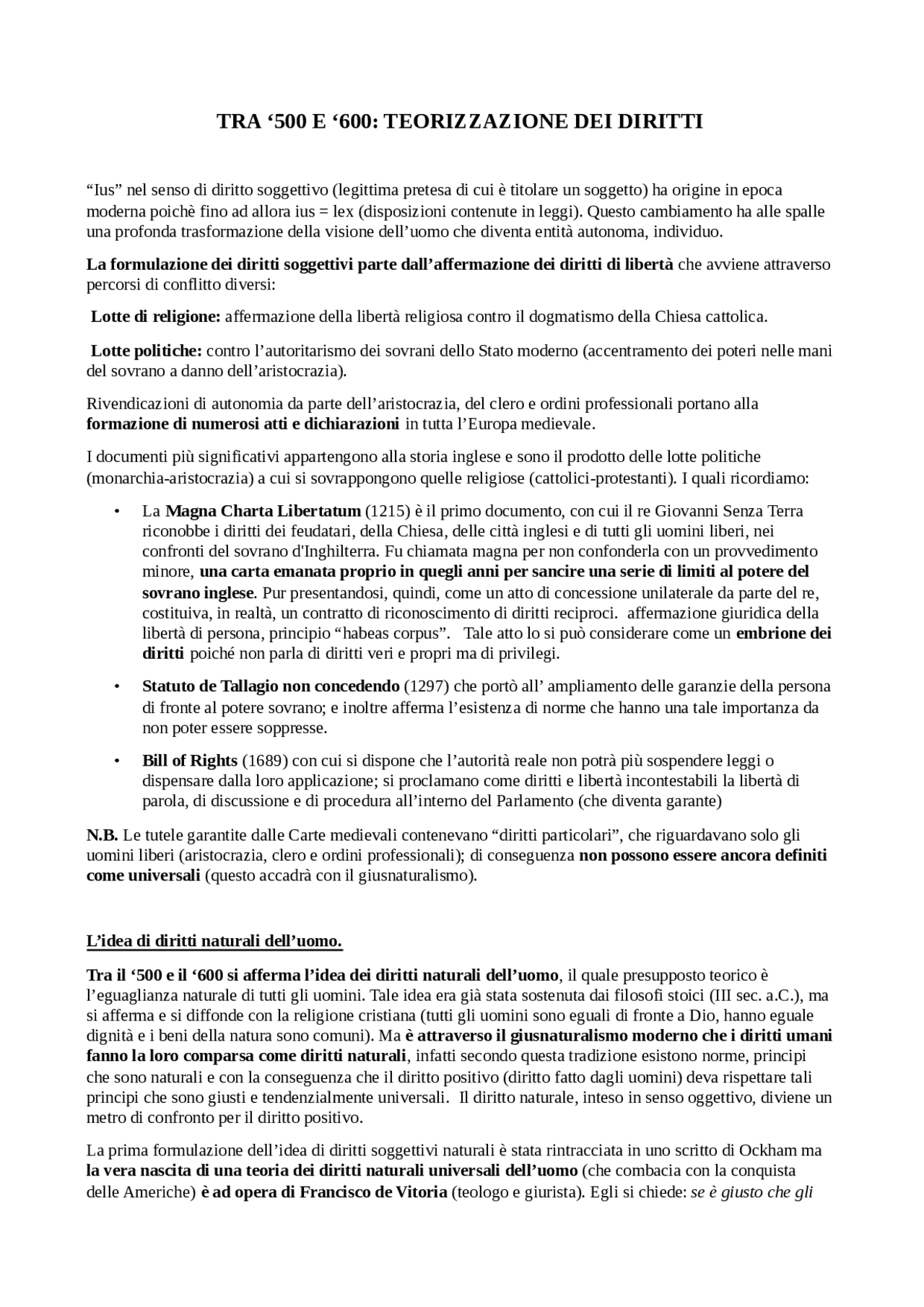 Breve Storia Dei Diritti Umani Docsity