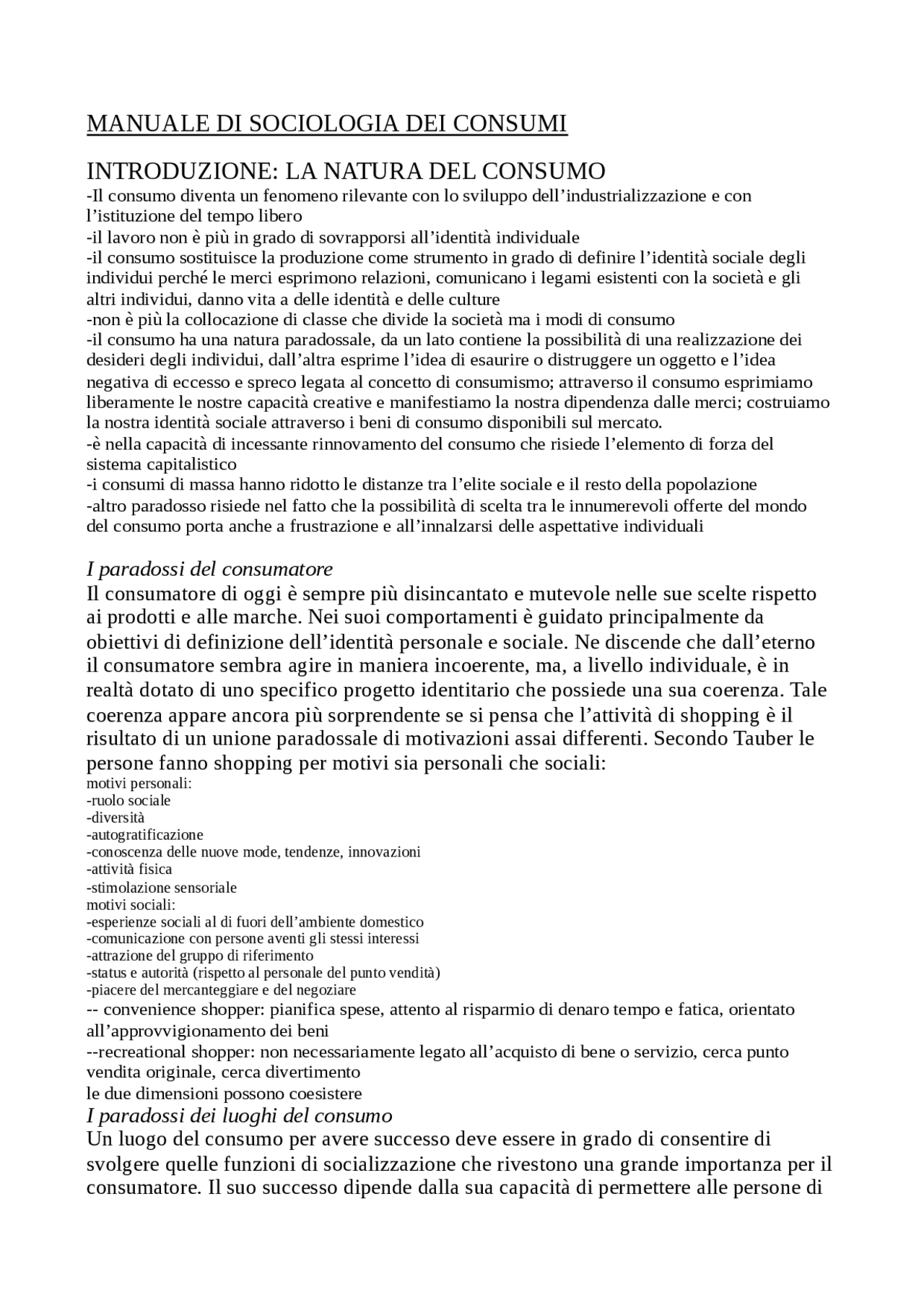 Manuale Di Sociologia Dei Consumi Docsity
