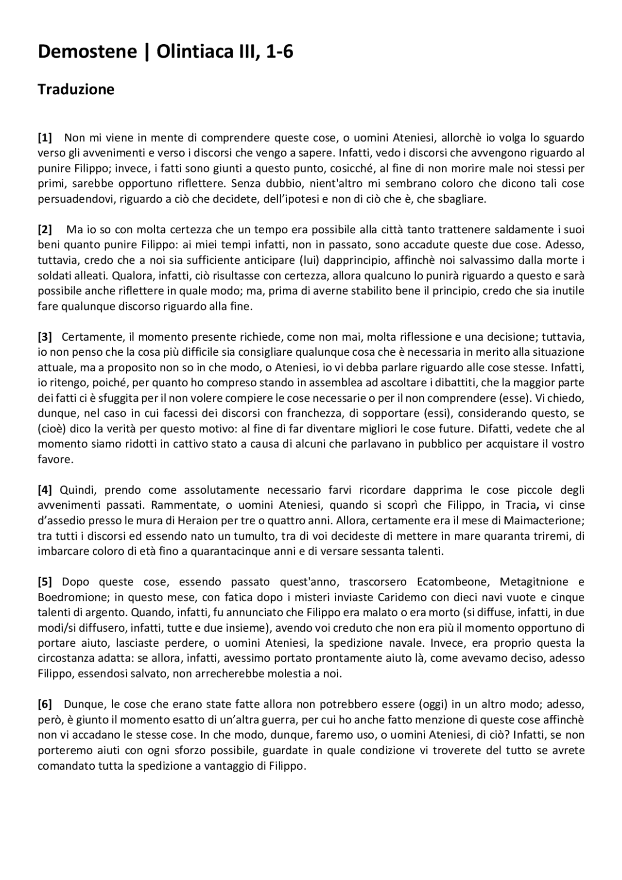 Demostene Terza Olintiaca Docsity