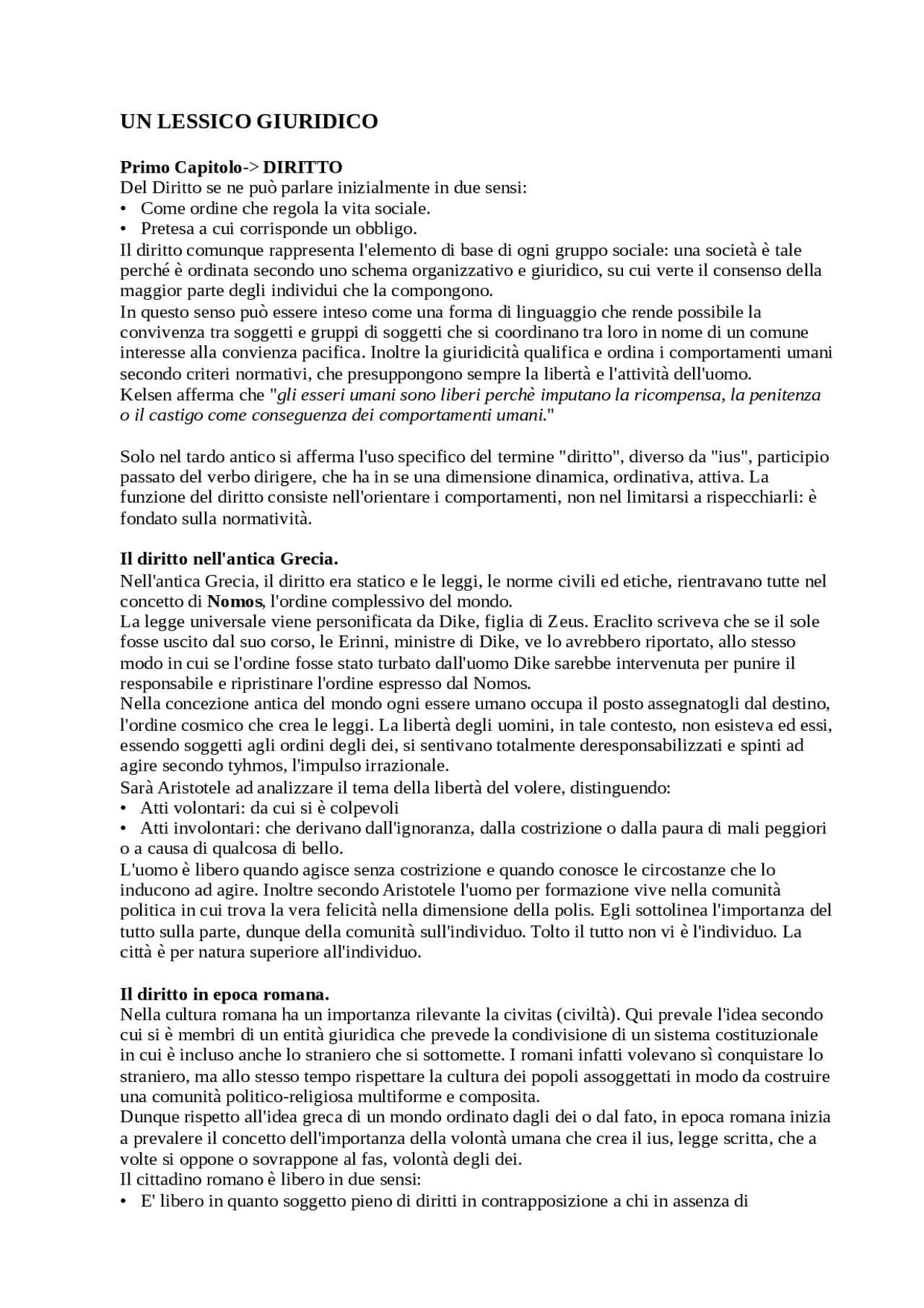 Un Lessico Giuridico Docsity