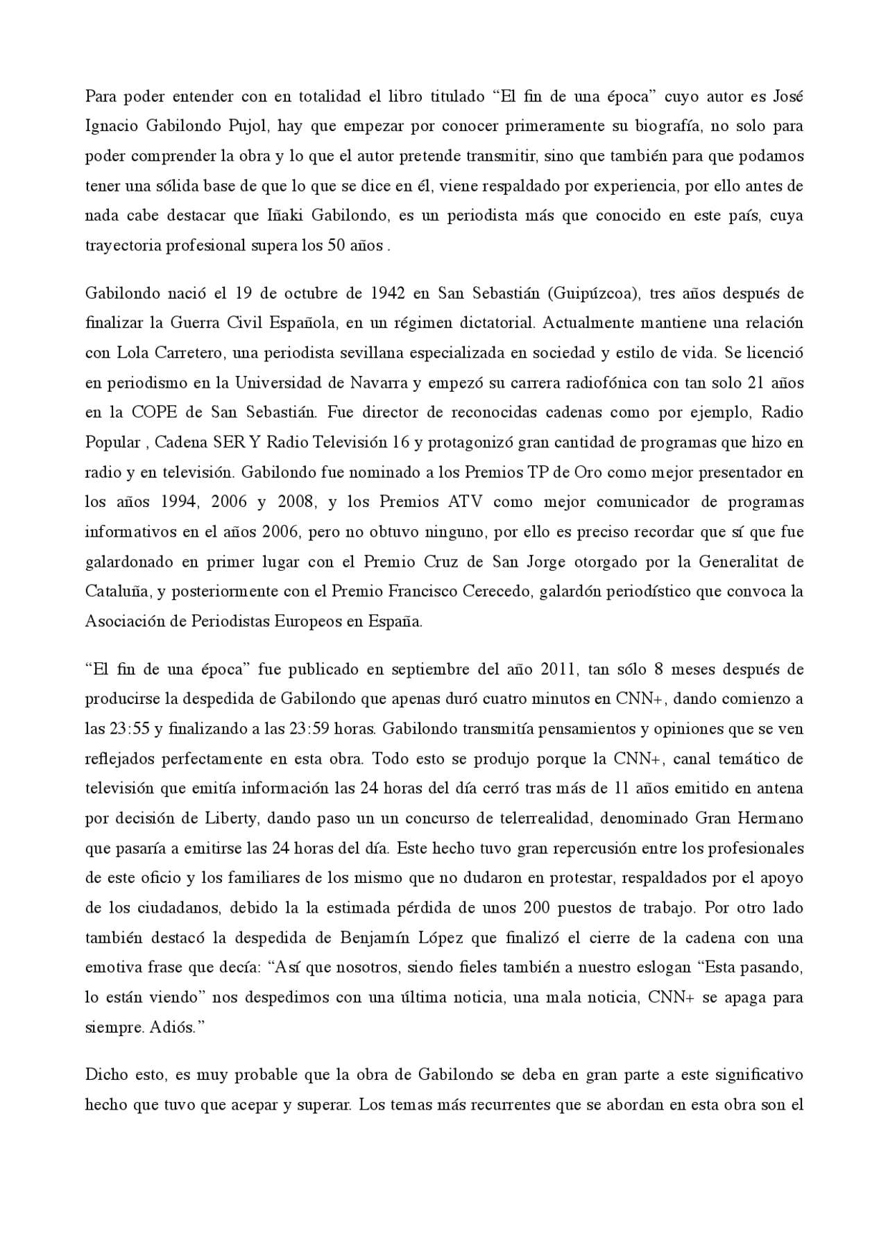 Comentario libro: El fin de una época | Ejercicios de Ciencias ...