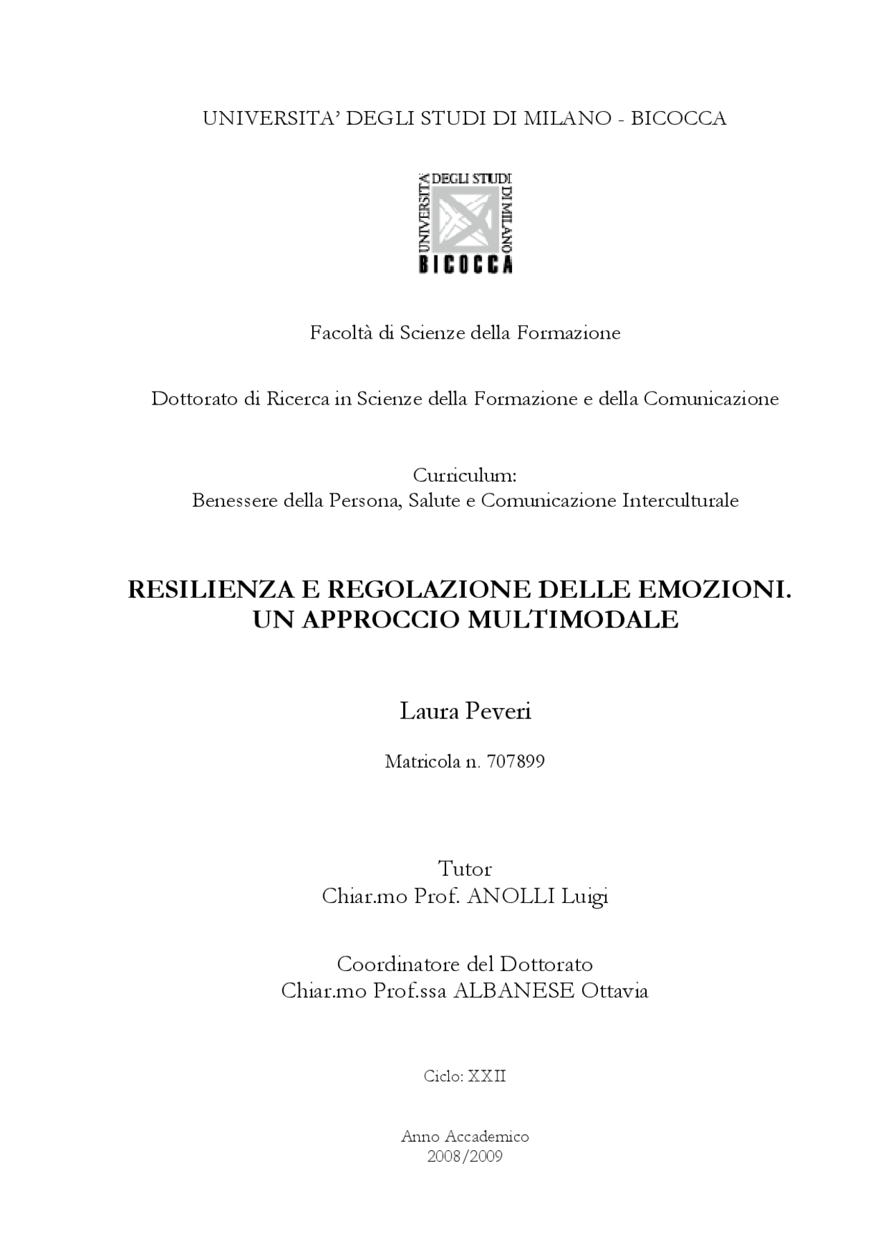 Resilienza E Regolazione Delle Emozioni Un Approccio Multimodale Docsity