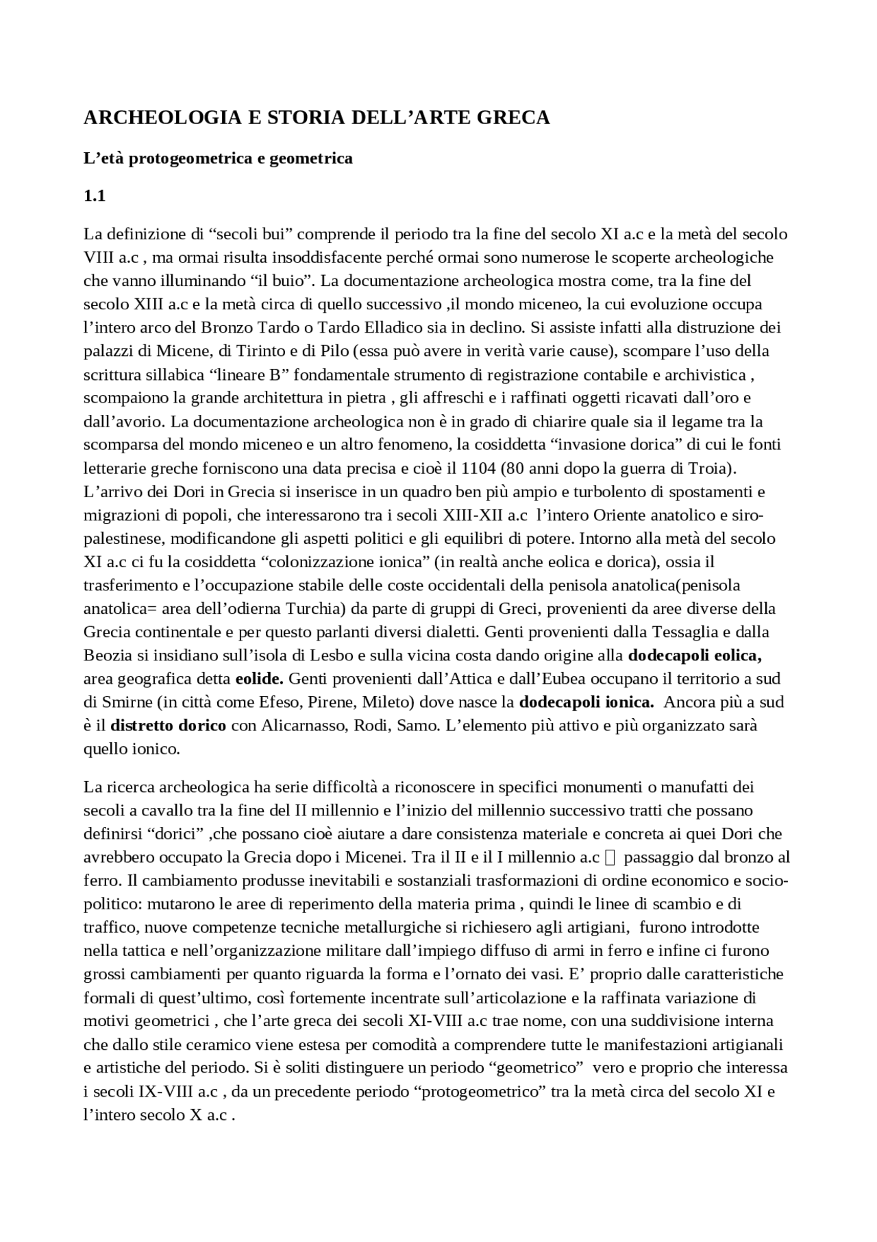 Seconda Parte Riassunto Archeologia Greca Docsity