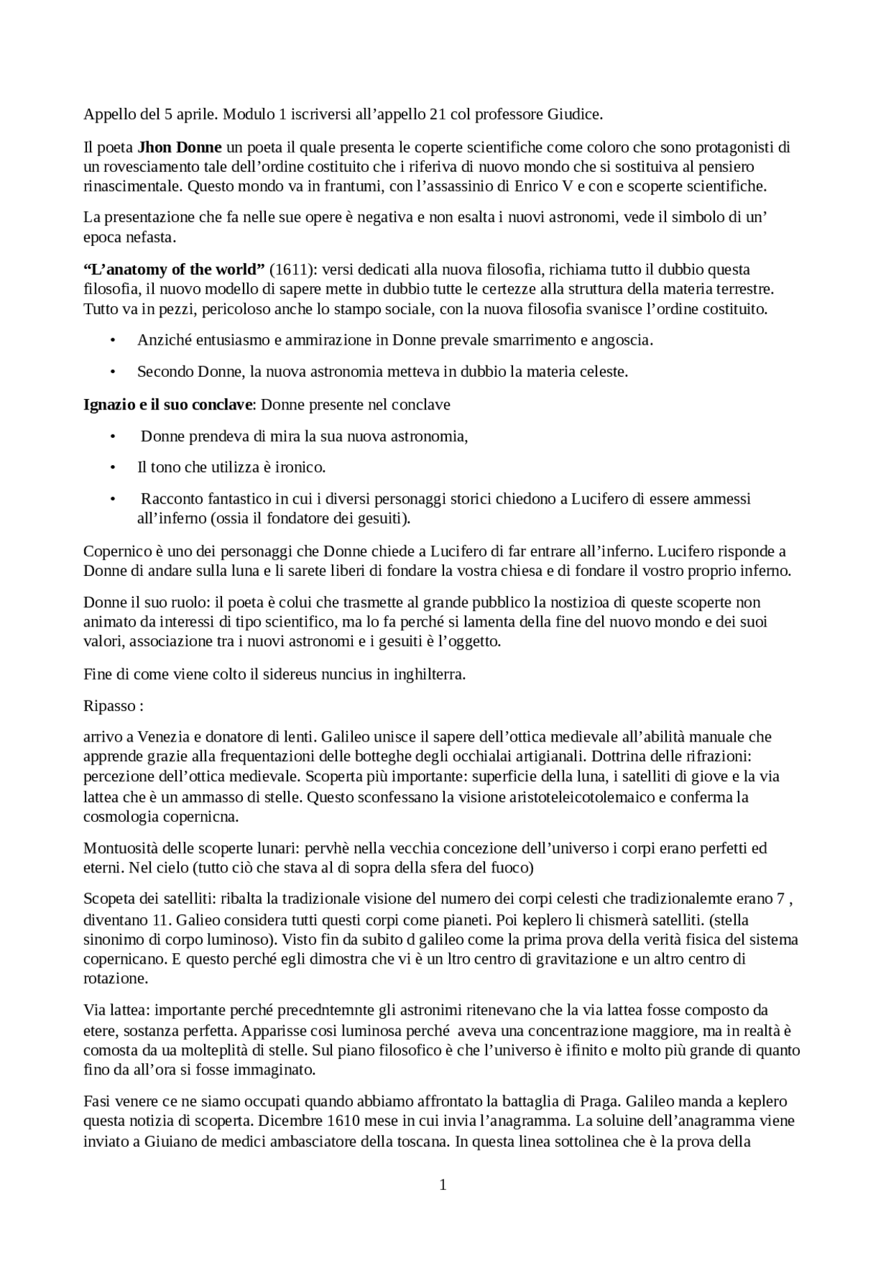 Storia Della Scienza Docsity