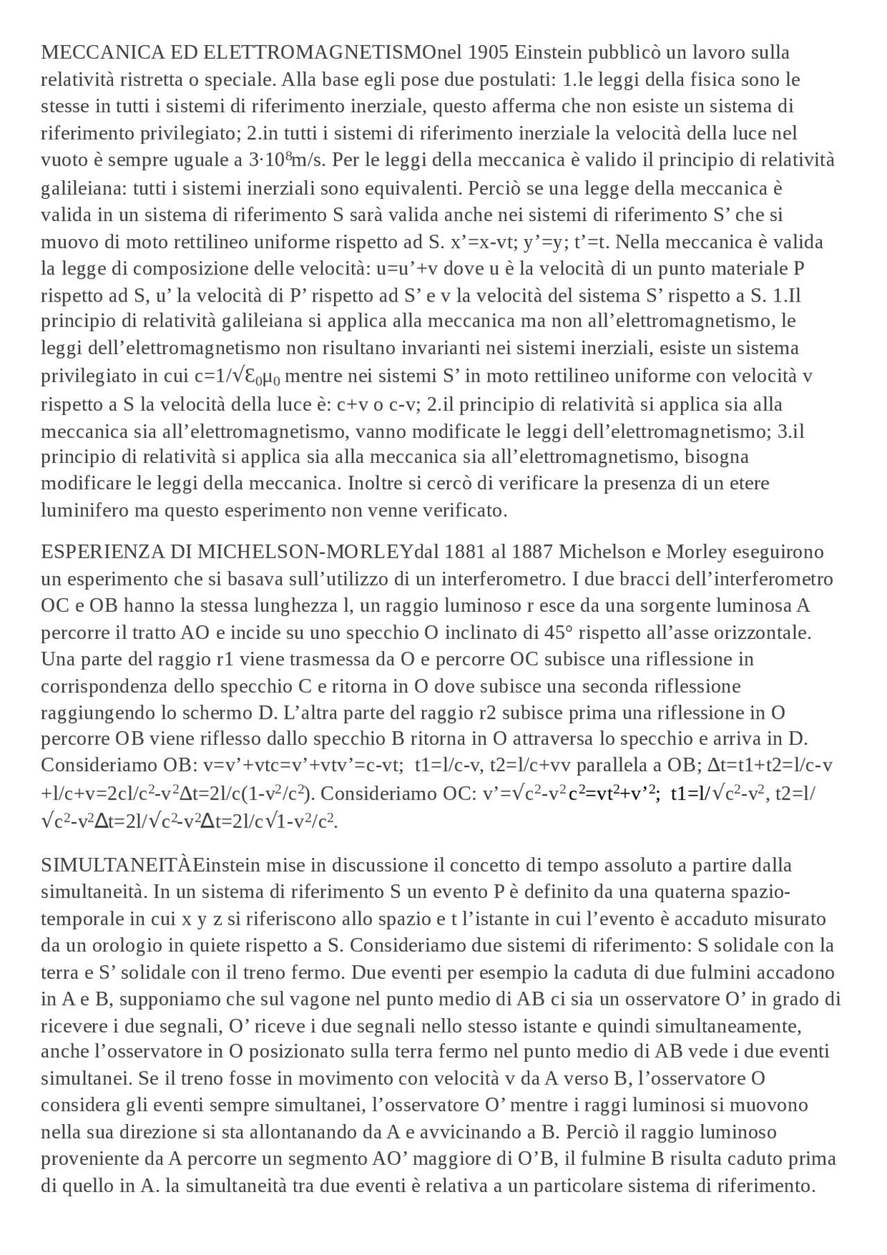 Relatività Ristretta Docsity