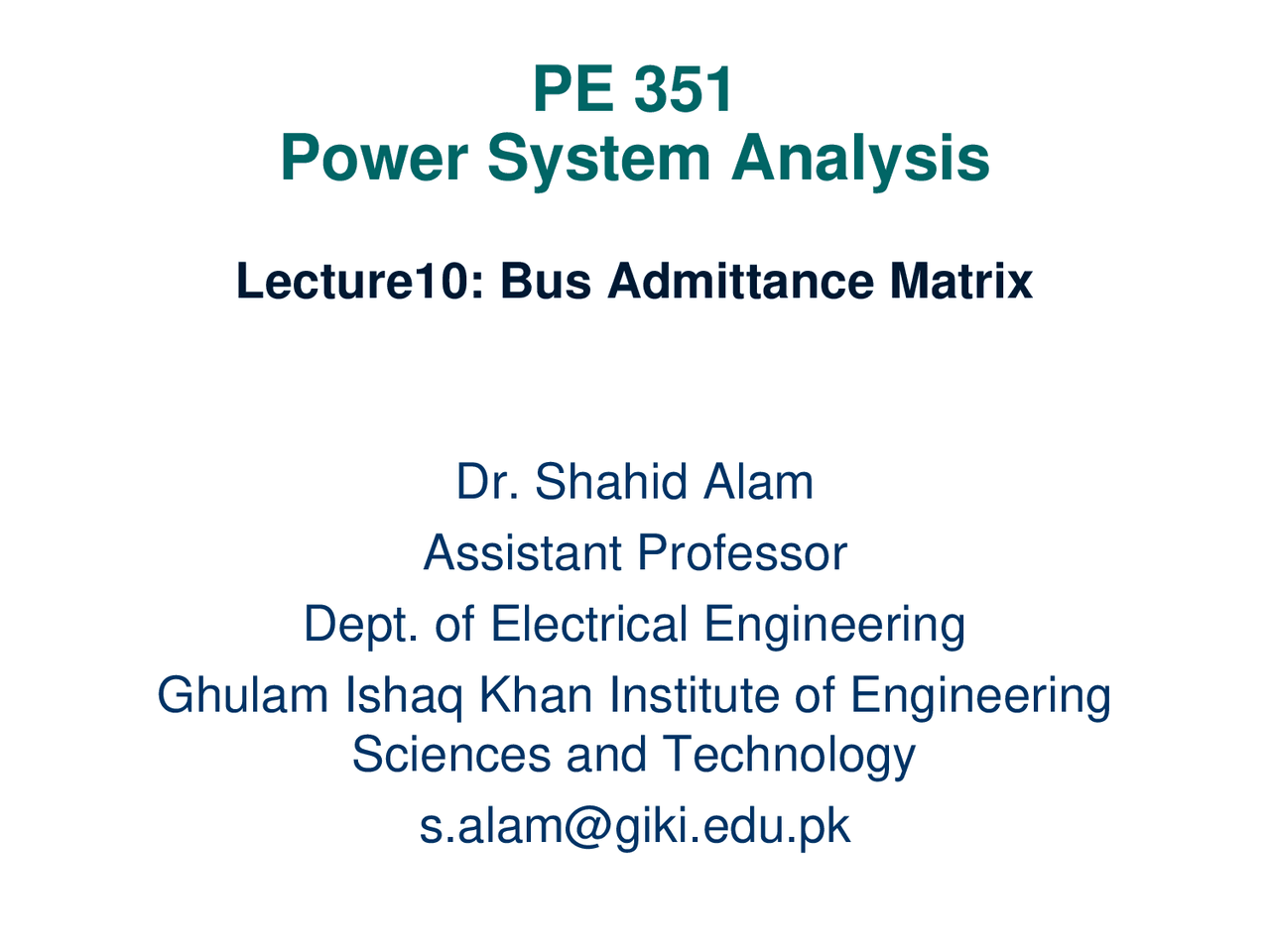 POwer SYstem Analysis - Docsity