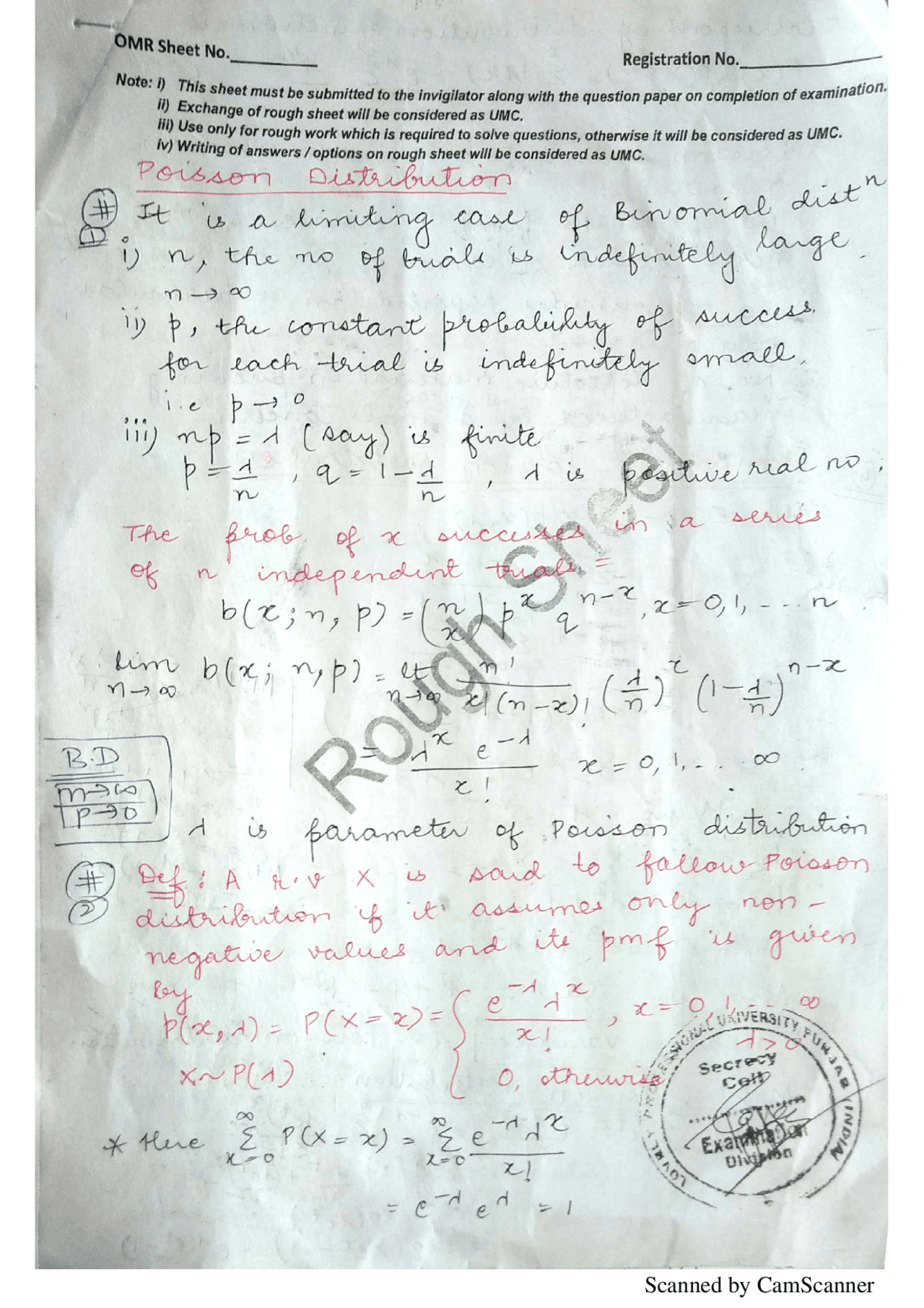 Notes On Poissons Distribution Docsity
