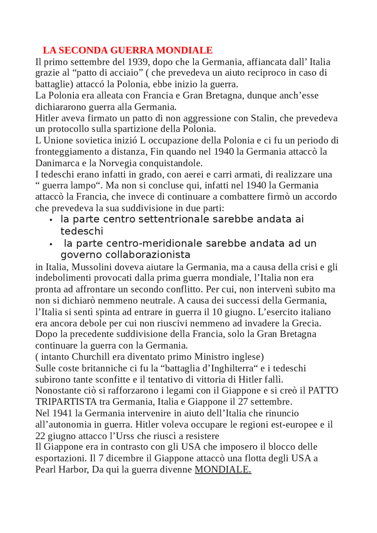 Seconda Guerra Mondiale Docsity