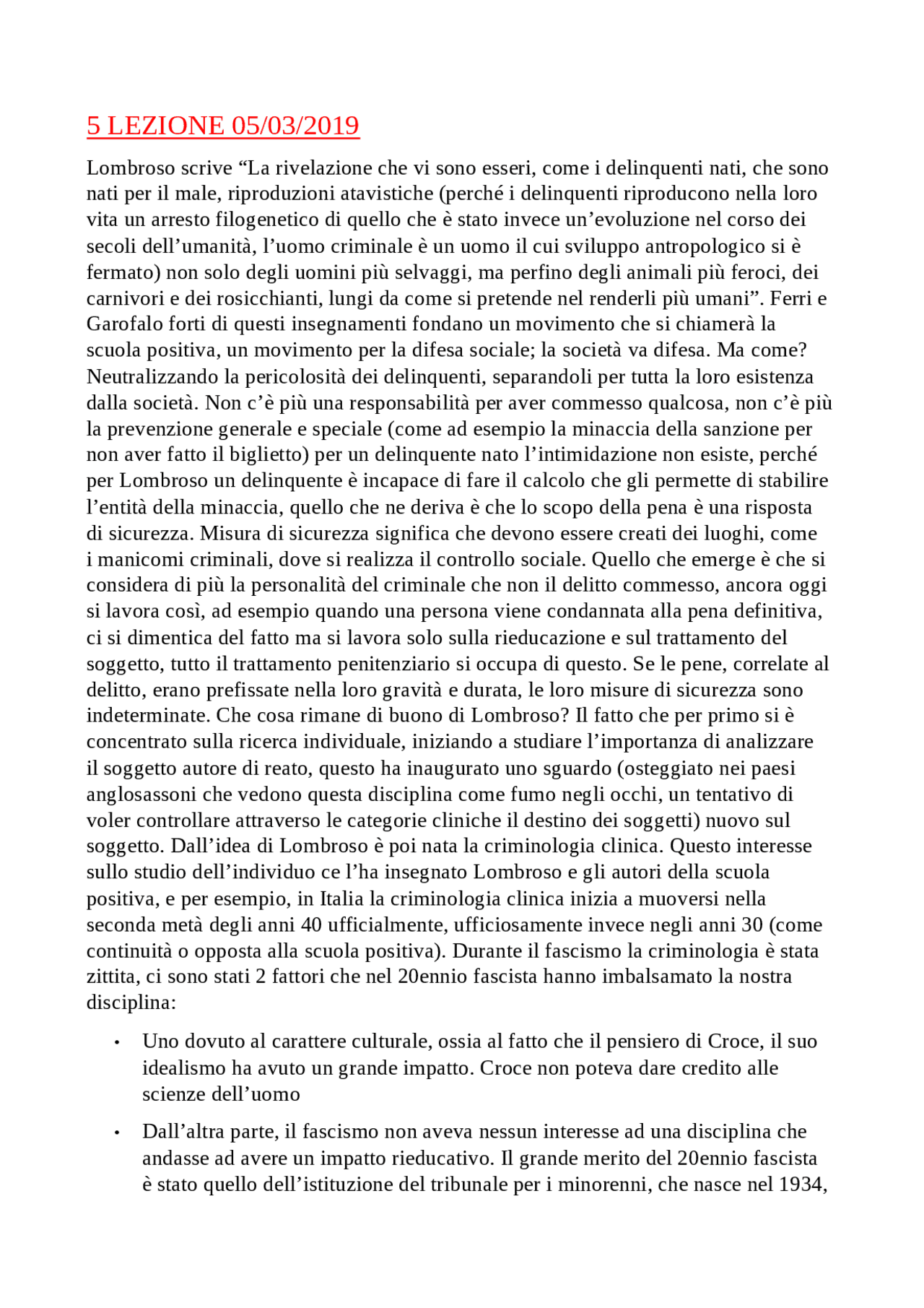 Criminologia Appunti Quinta Lezione Docsity