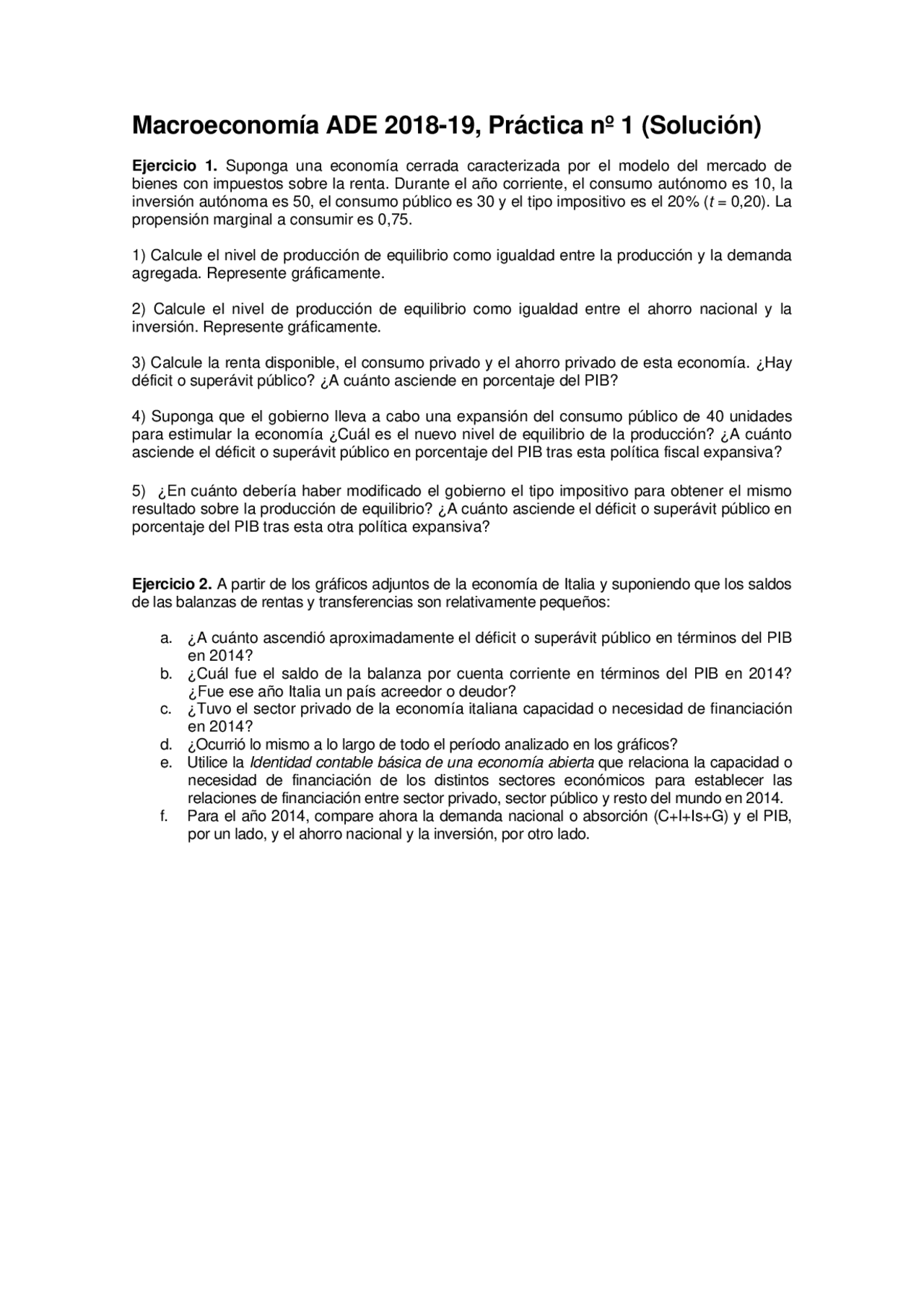 Ejercicios De Macroeconomia Ejercicios De Macroeconomía Docsity