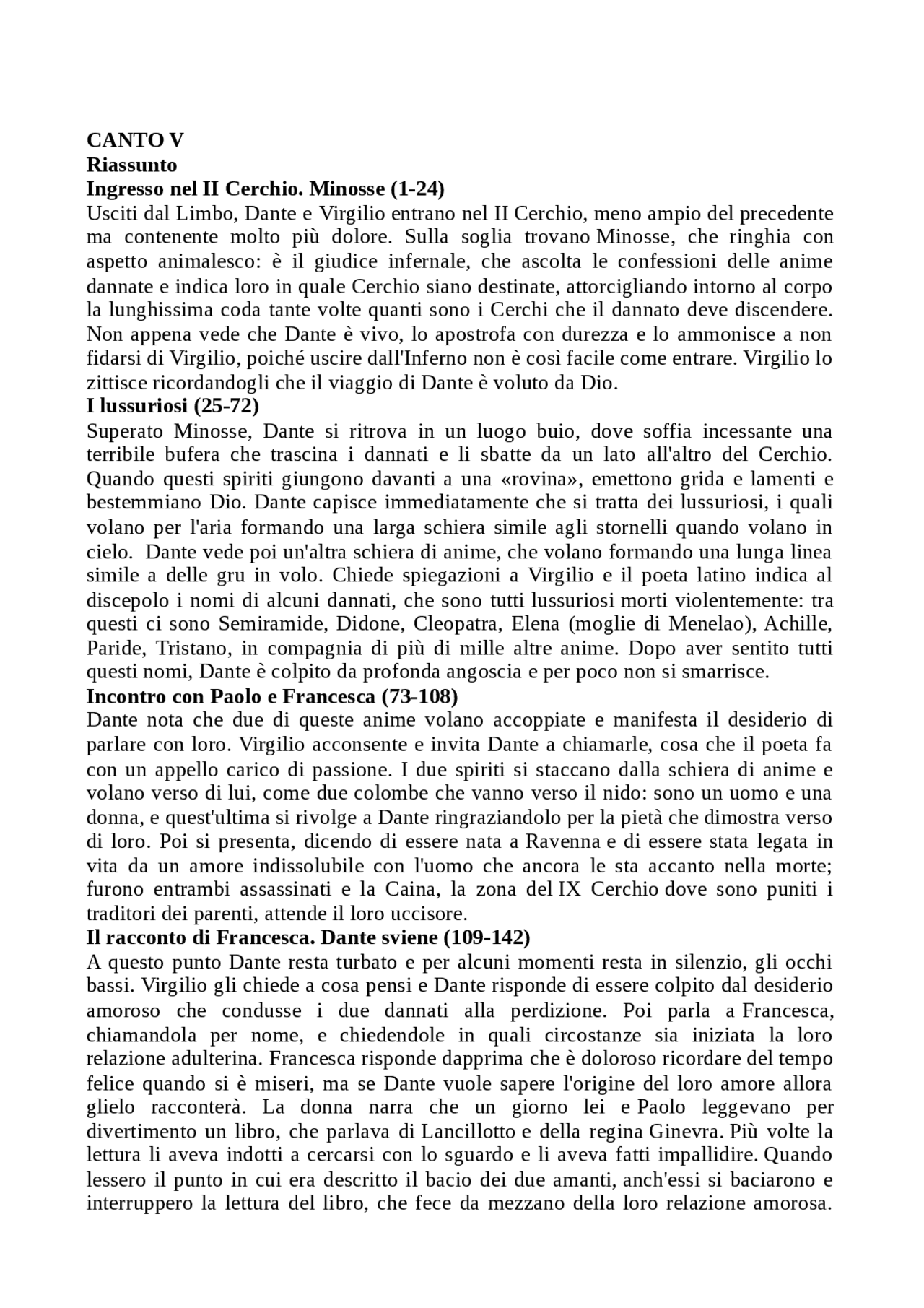 Dante canto V inferno - Docsity