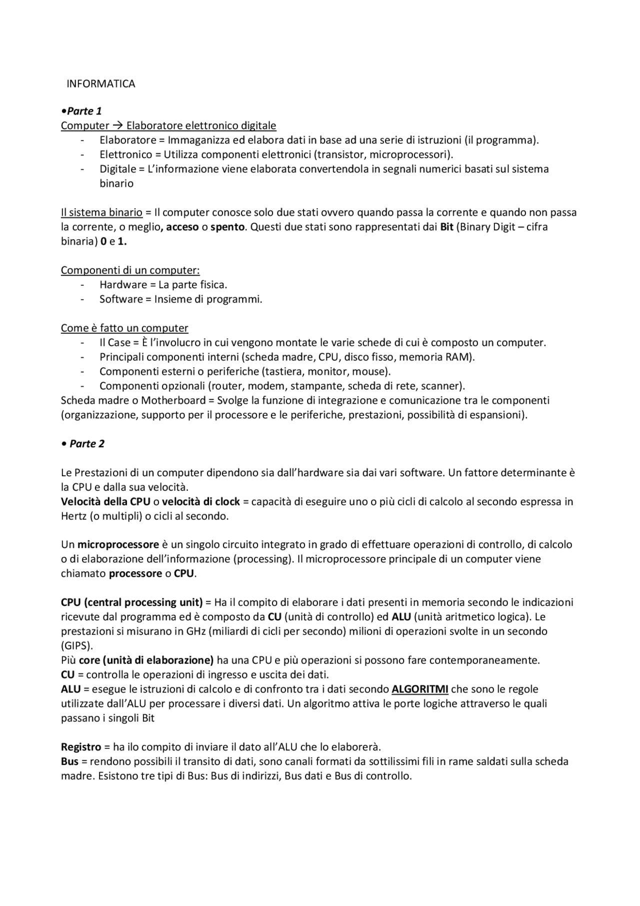 Informatica Generale Docsity