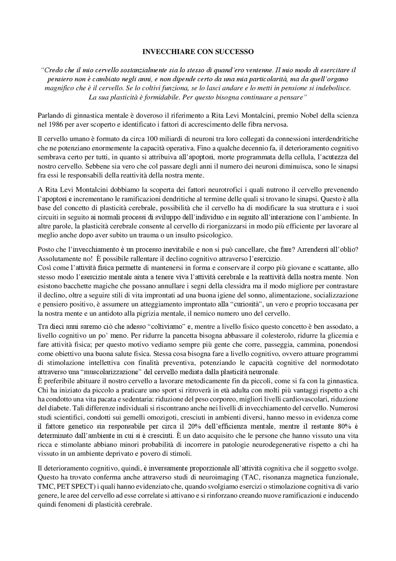 Stimolazione Cognitiva Docsity