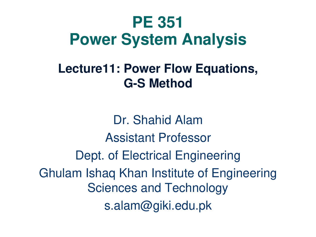 Power System Analysis Docsity