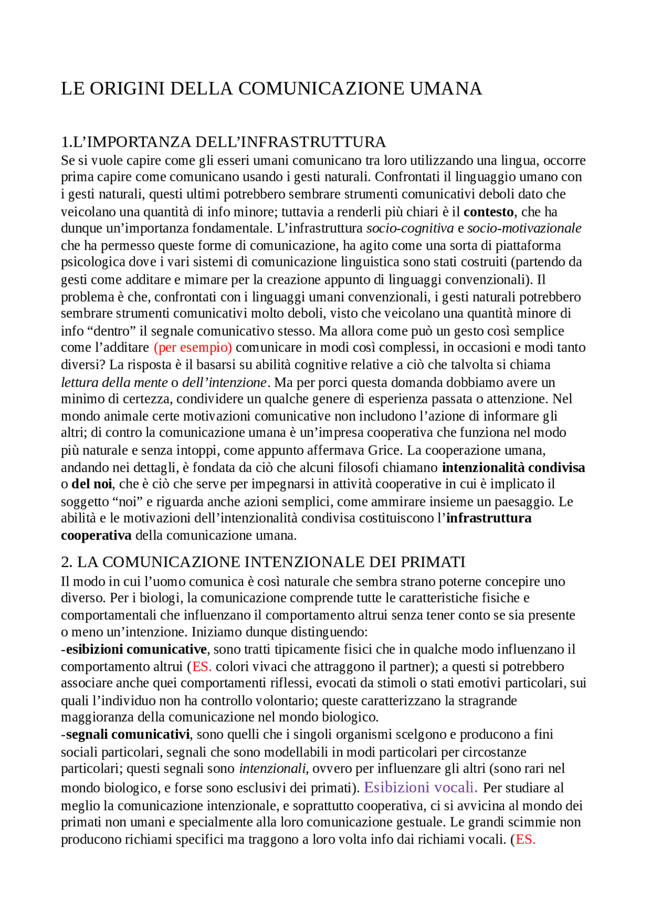 Le Origini Della Comunicazione Umana Riassunto Docsity