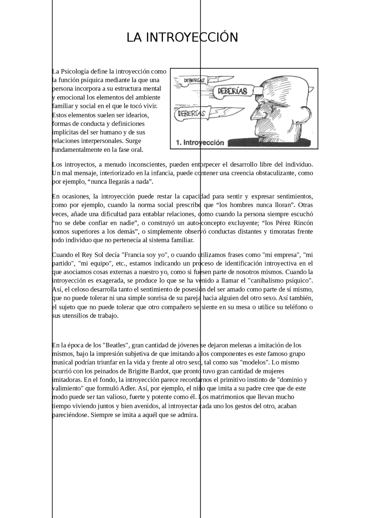Mecanismo de defensa:la introyección - Docsity