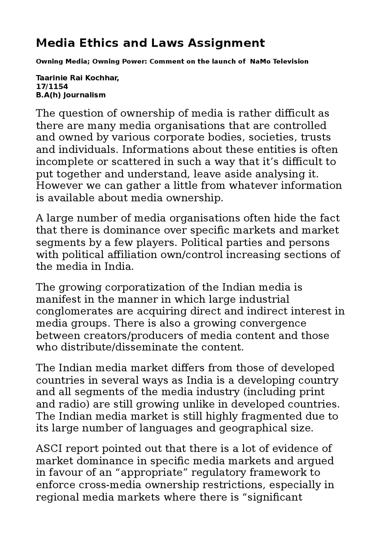 Media ethics and law | Exams Online Journalism | Docsity