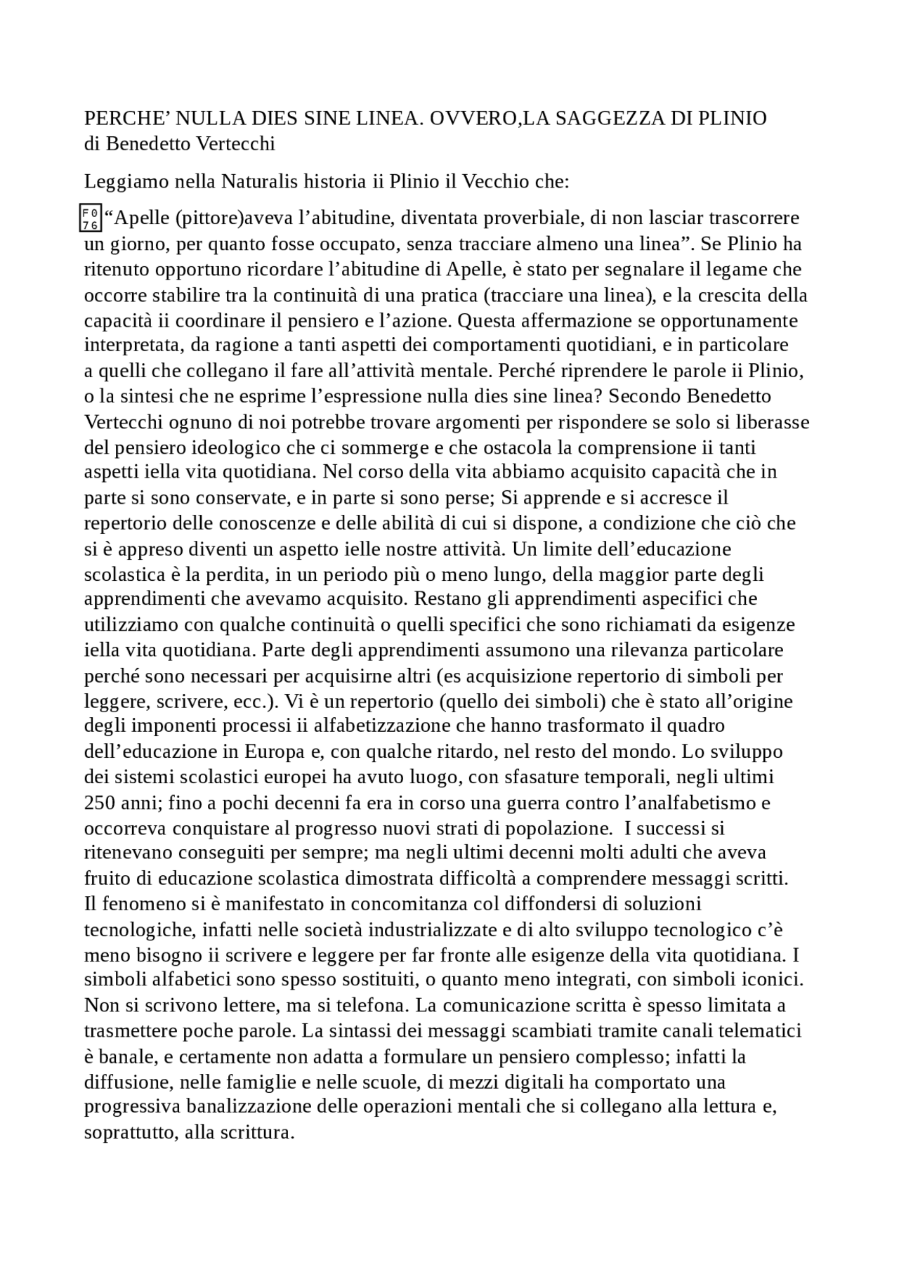 Nulla dies sine linea - Docsity