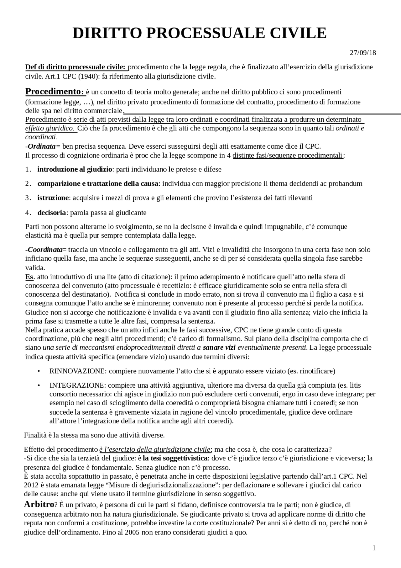 Appunti Procedura Civile Docsity
