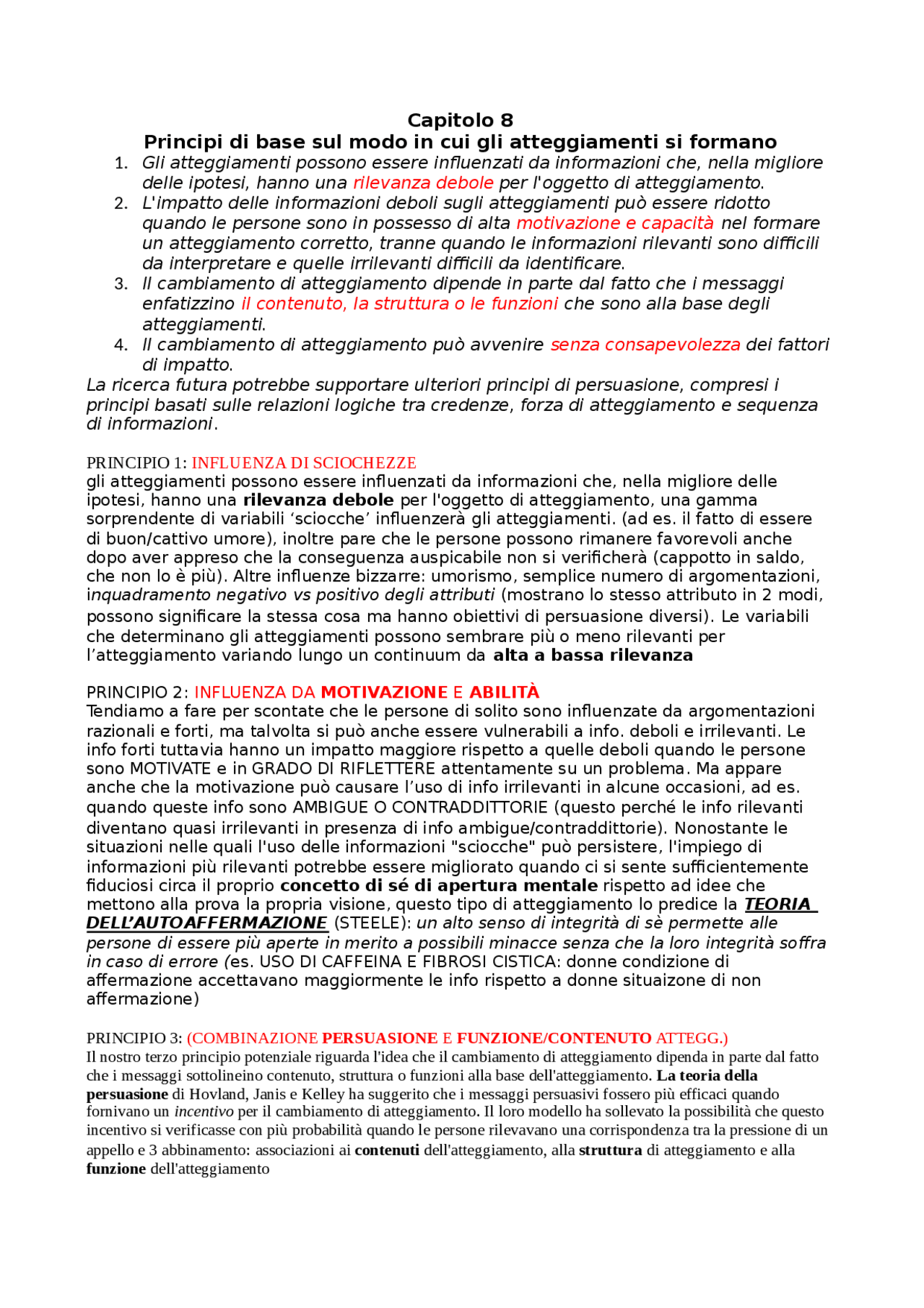 Psicologia Degli Atteggiamenti Appunti Di Psicologia Cognitiva Docsity