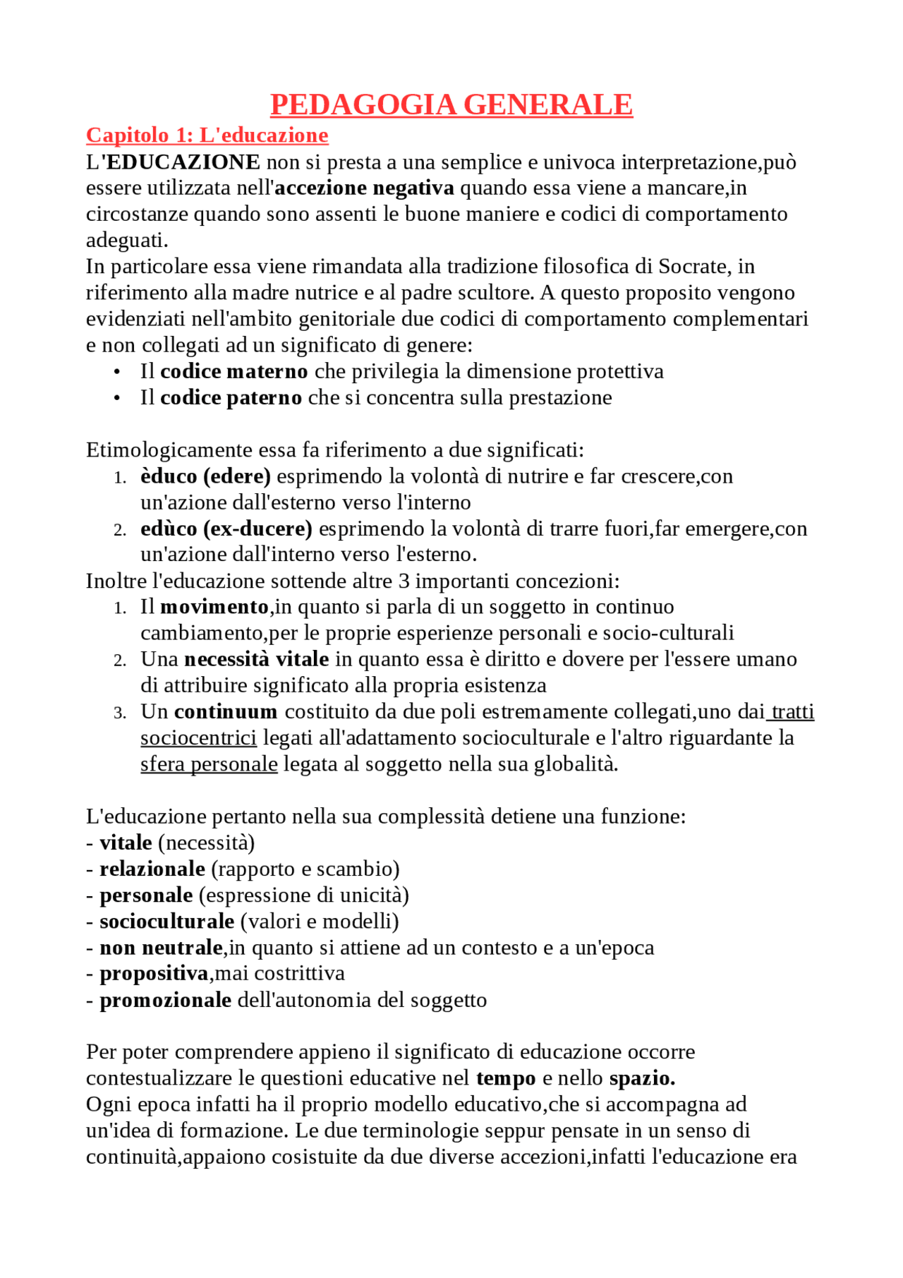 Pedagogia Generale Riassunto Docsity