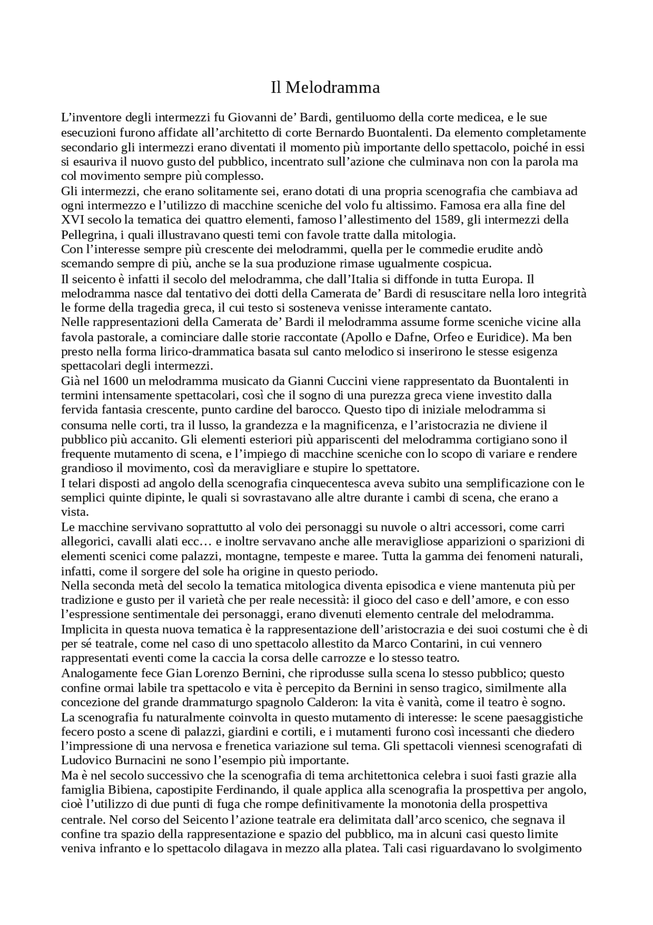 Il Melodramma Italiano Docsity