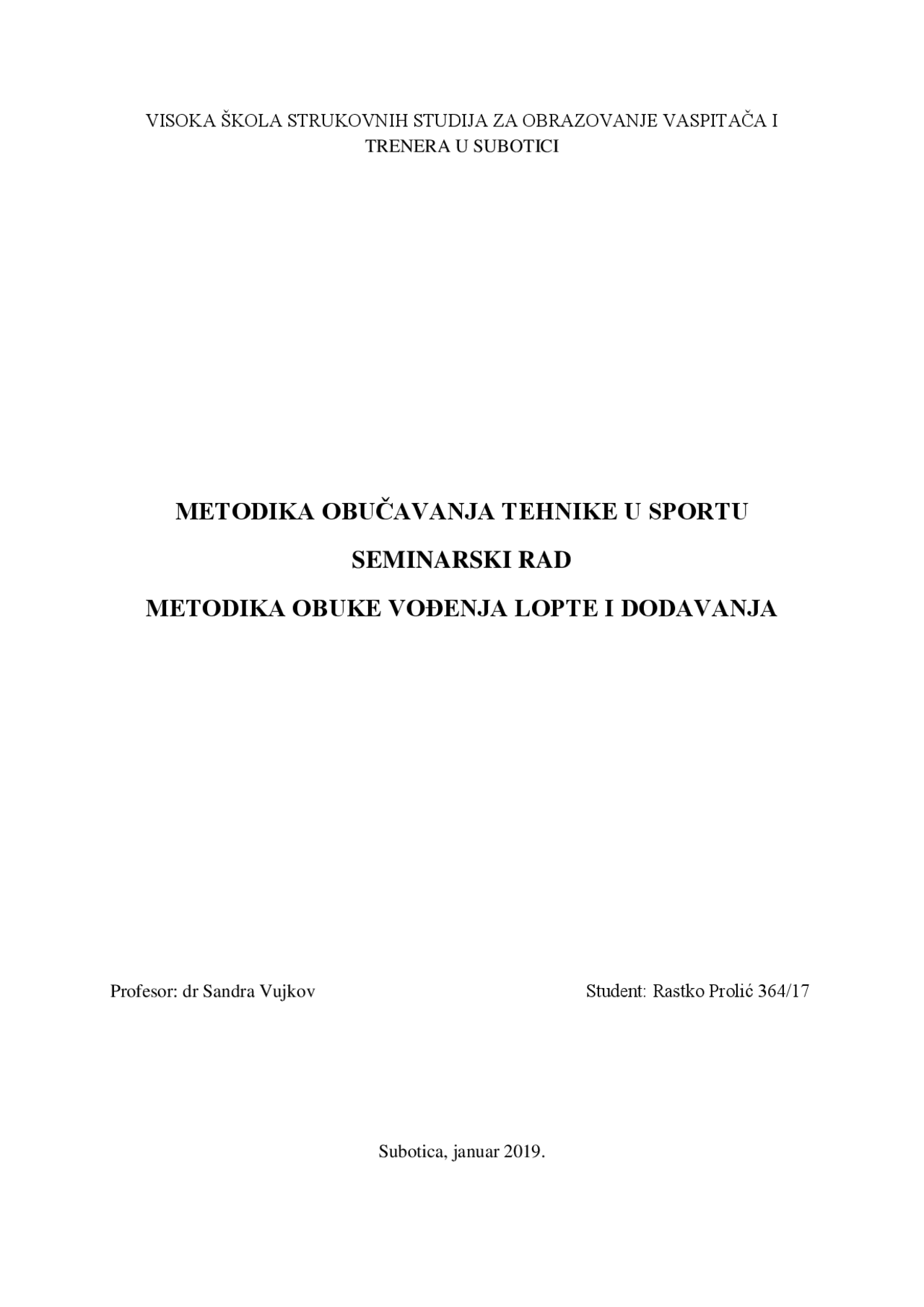 Metodika vodjenja lopte | Rezime' predlog Fizičko vaspitanje - Docsity