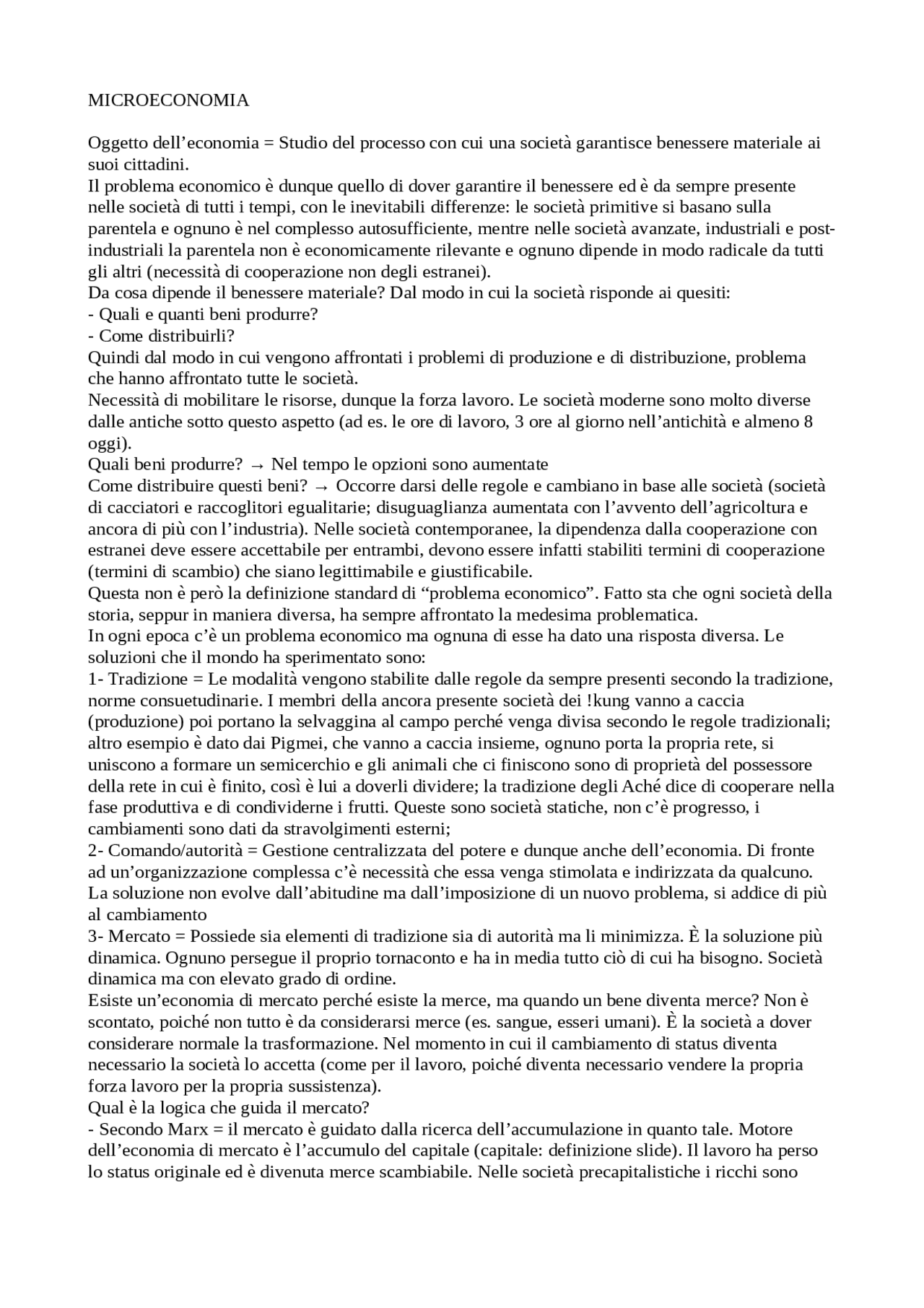 Concetti Base Della Microeconomia Docsity