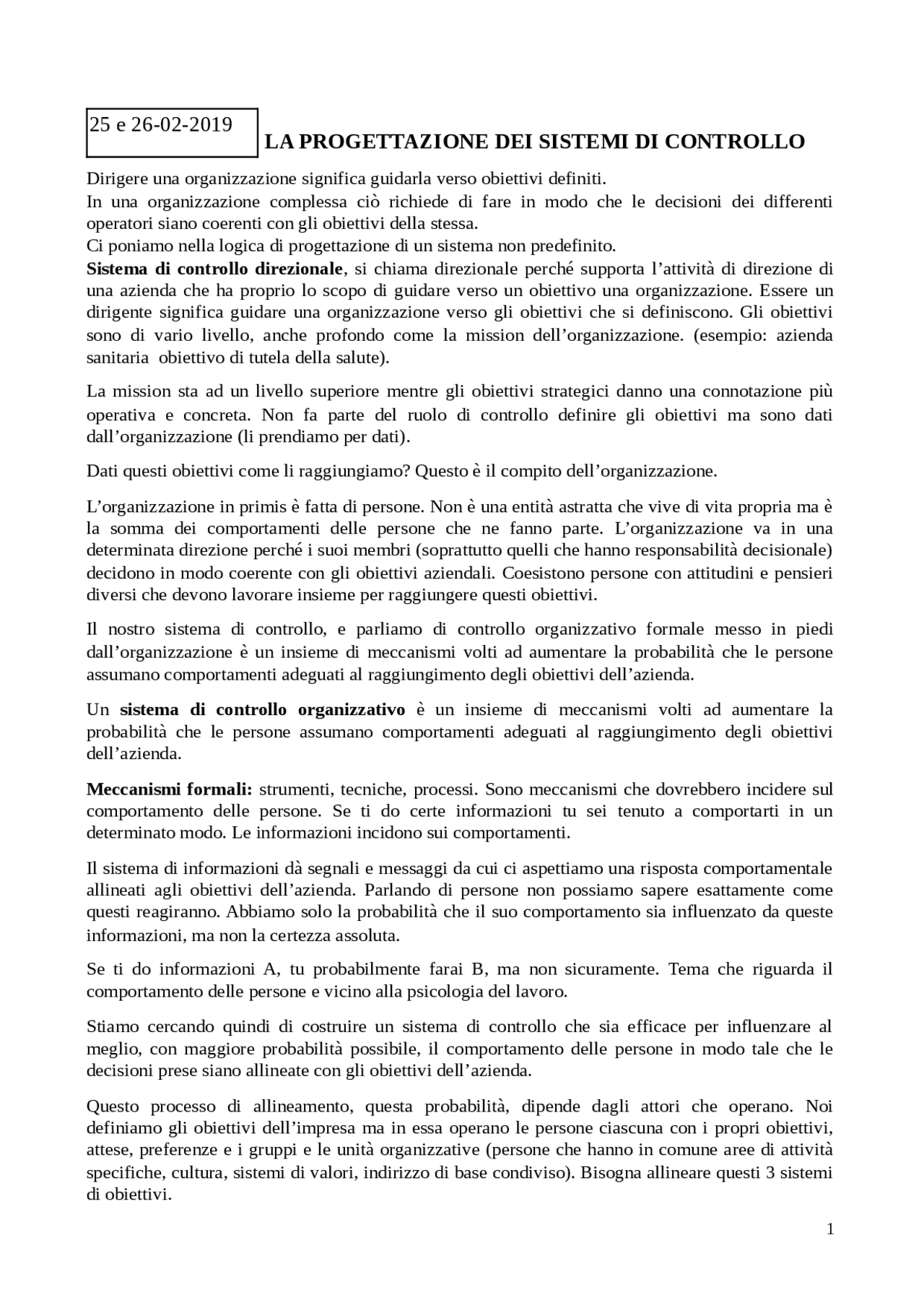 Dispensa di programmazione e controllo (Sistemi di controllo) - Docsity