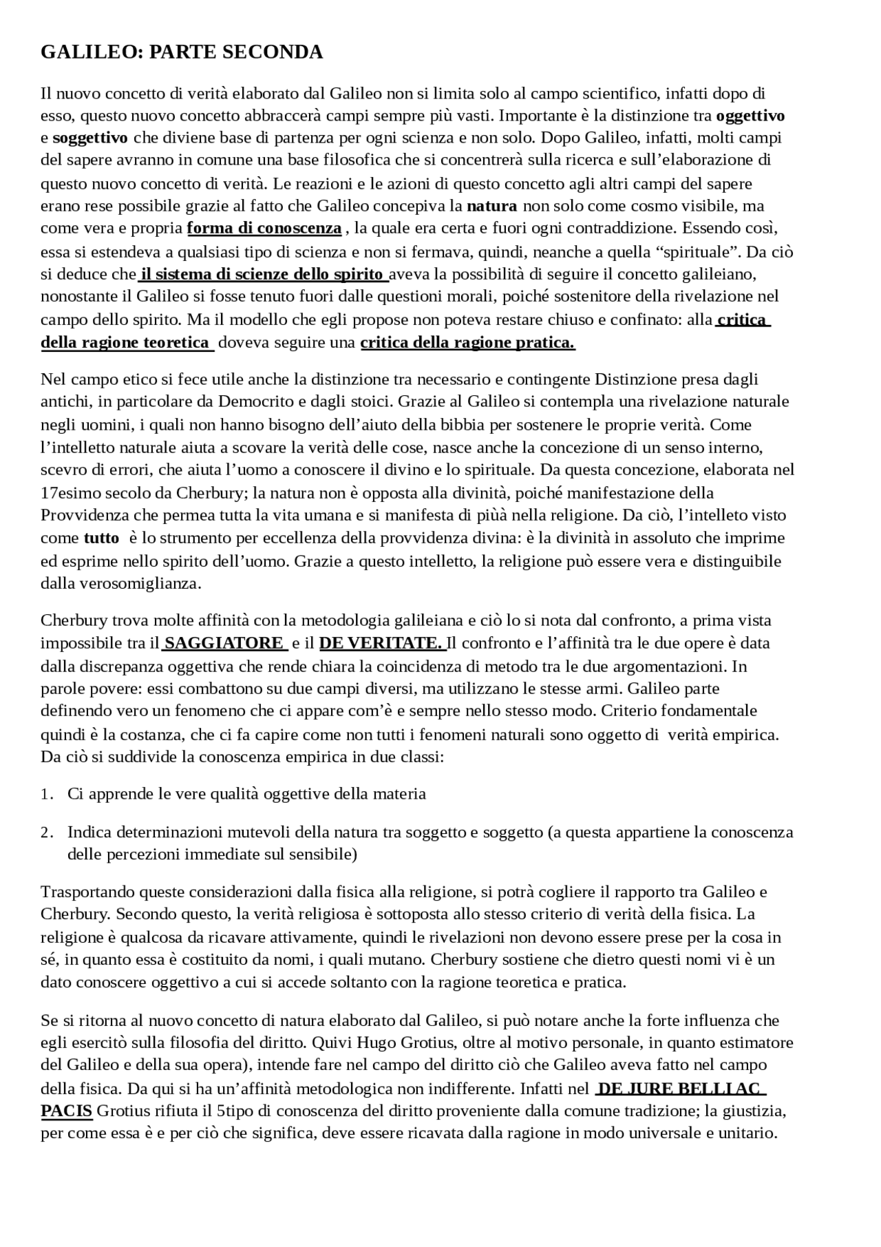 Galileo Galilei Di Cassirer Docsity