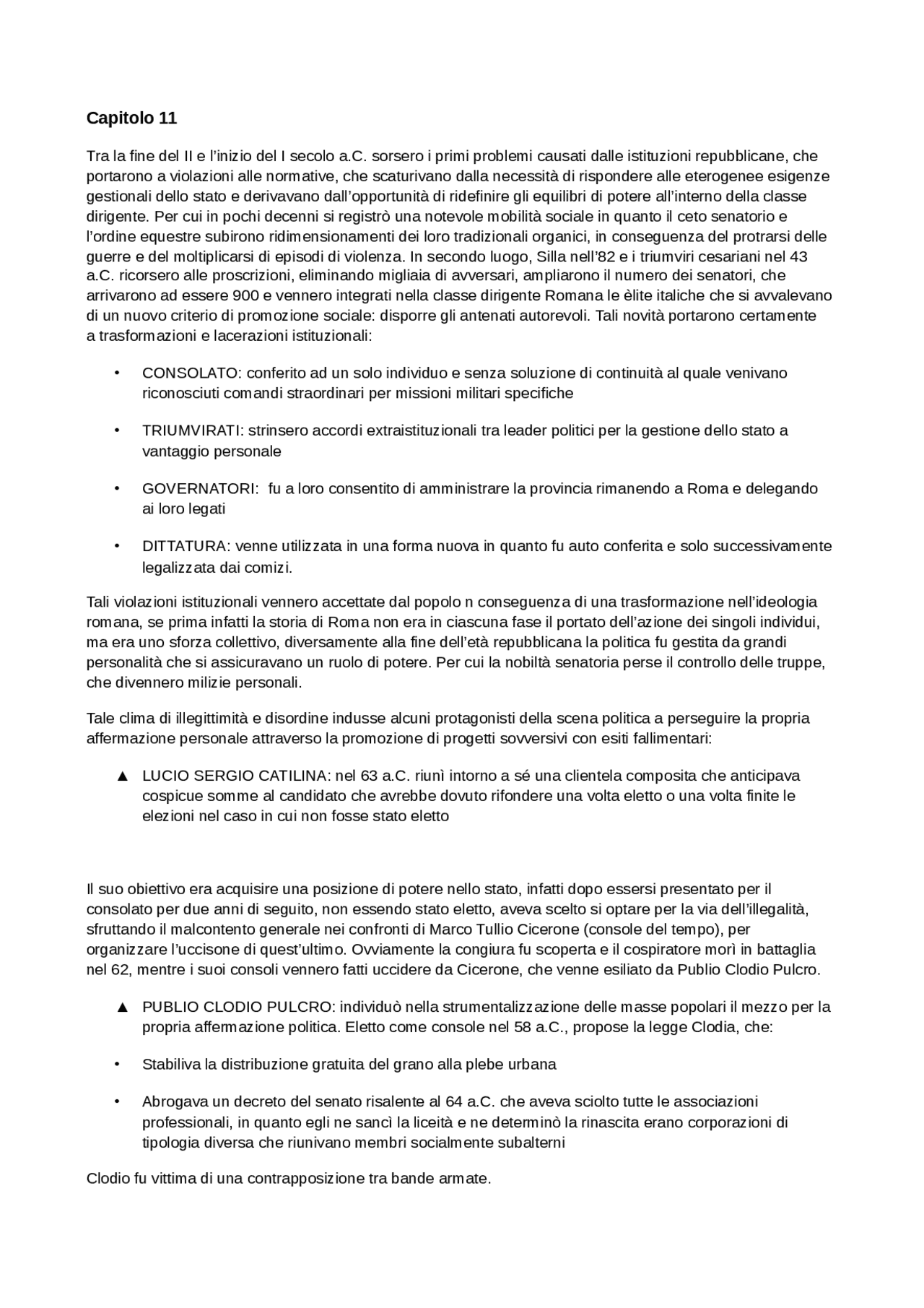 Riassunto Capitoli 11 23 Storia Romana Cresci Marrone Docsity