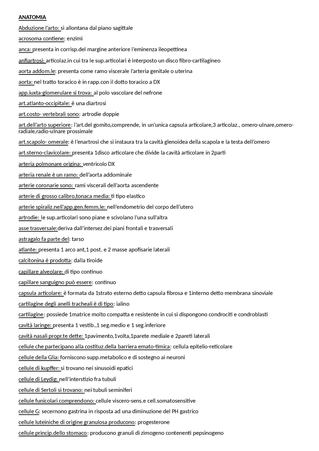 Anatomia Umana Scienze Motorie L22 Docsity
