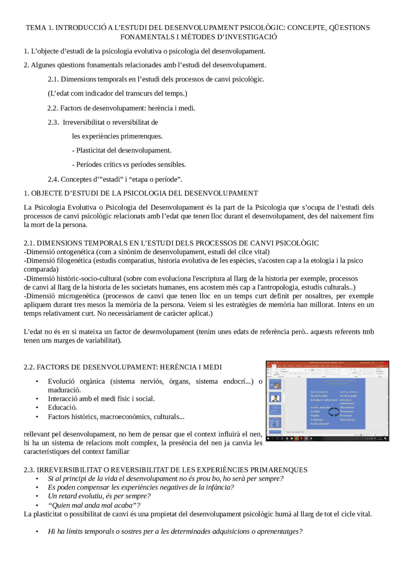 Tema 1 Infància Apunts Docsity