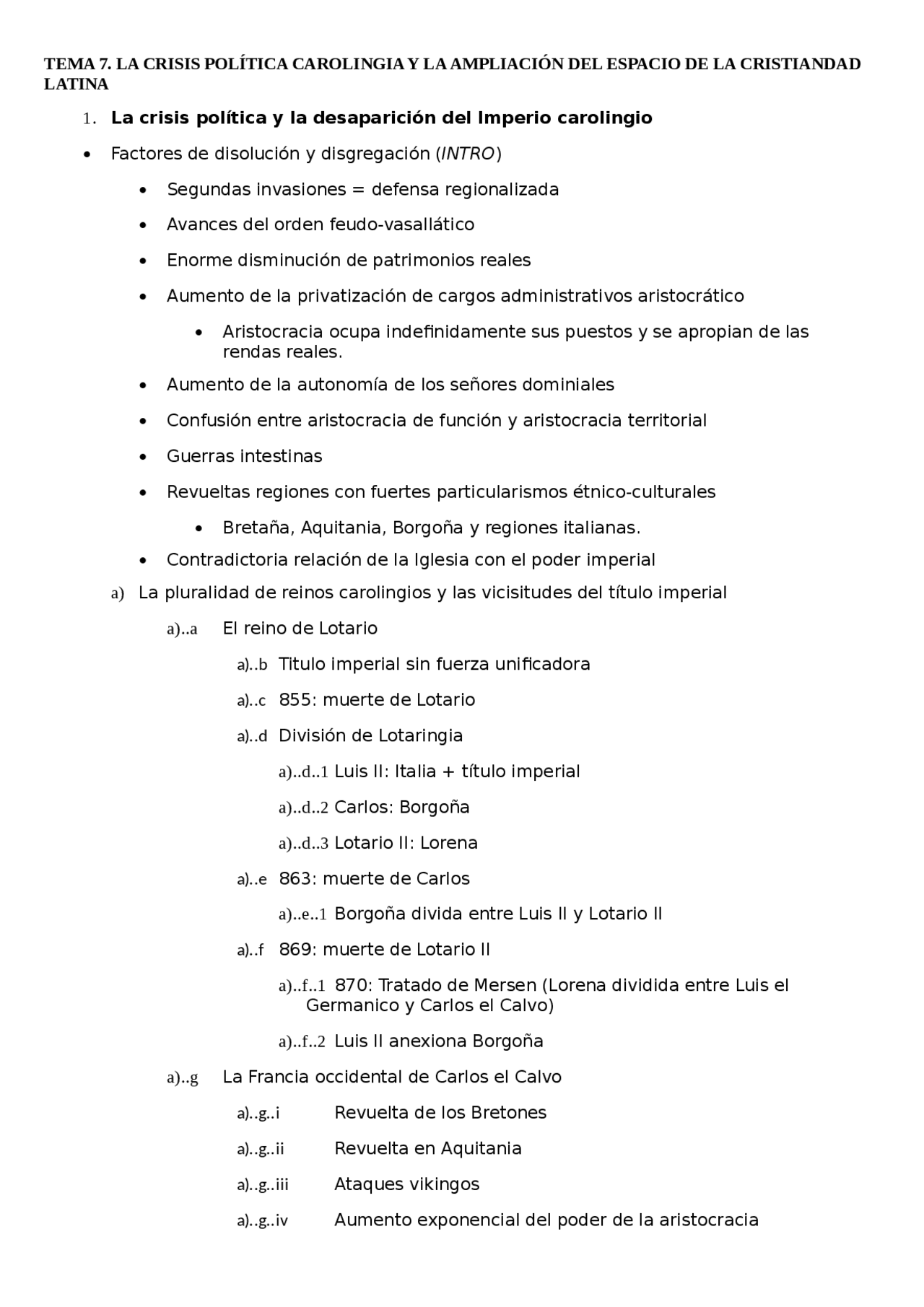 Esquema tema 7 medieval I - Docsity