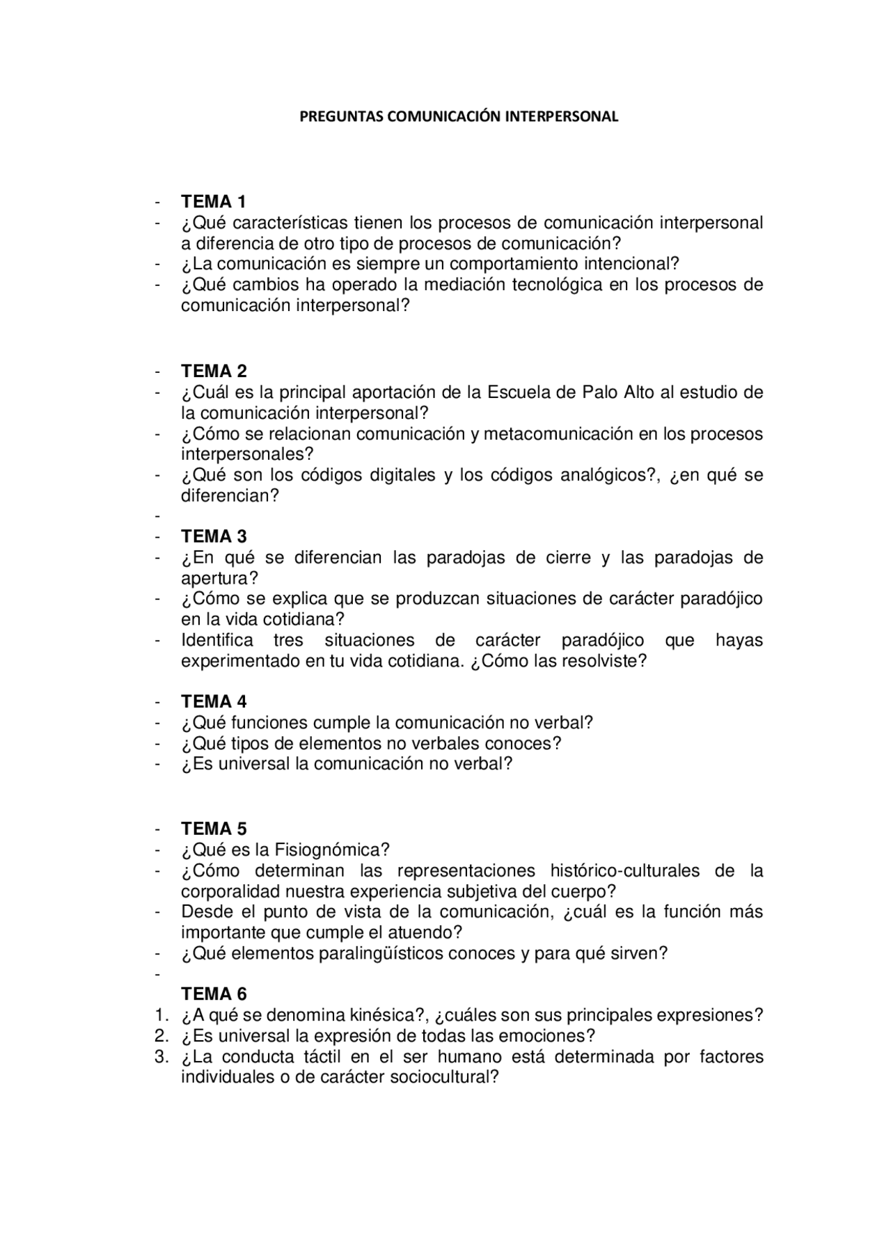 Preguntas posibles examen comunicación interpersonal | Exámenes de ...