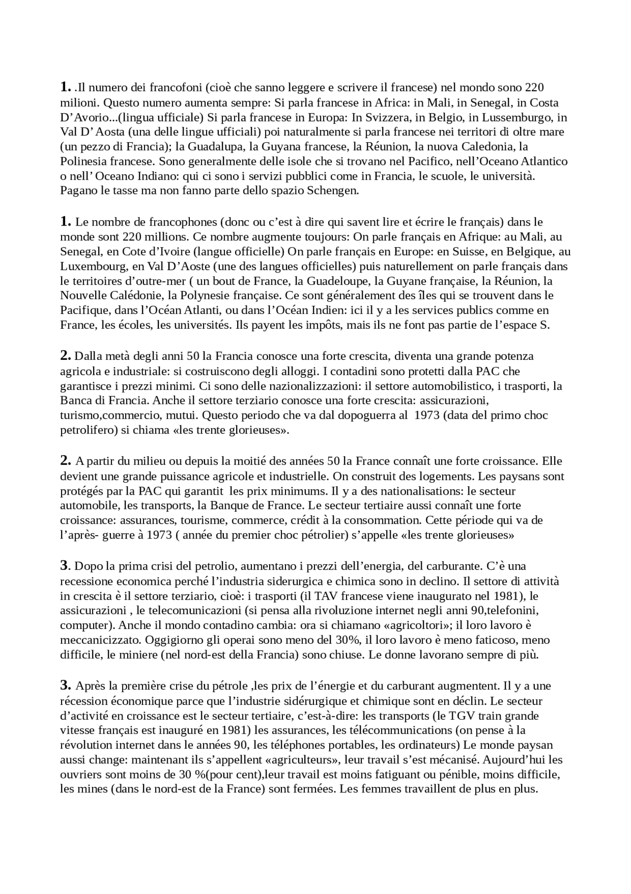 Traduzioni Lingua Francese Appunti Di Lingua Francese Docsity