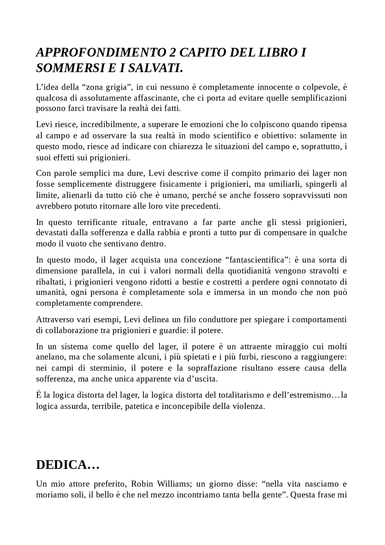 I Sommersi E I Salvati Docsity