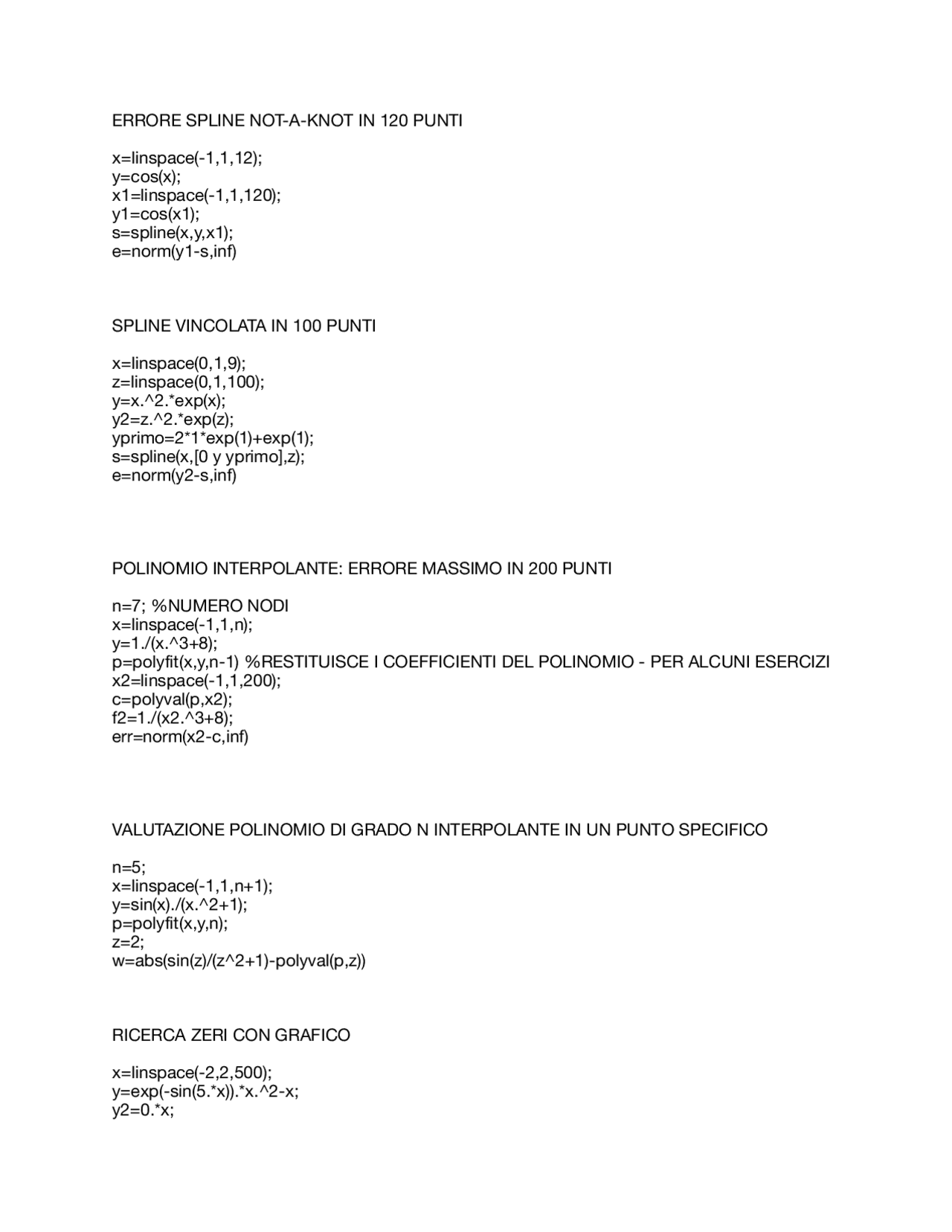 Soluzione Esercizi Matlab Docsity