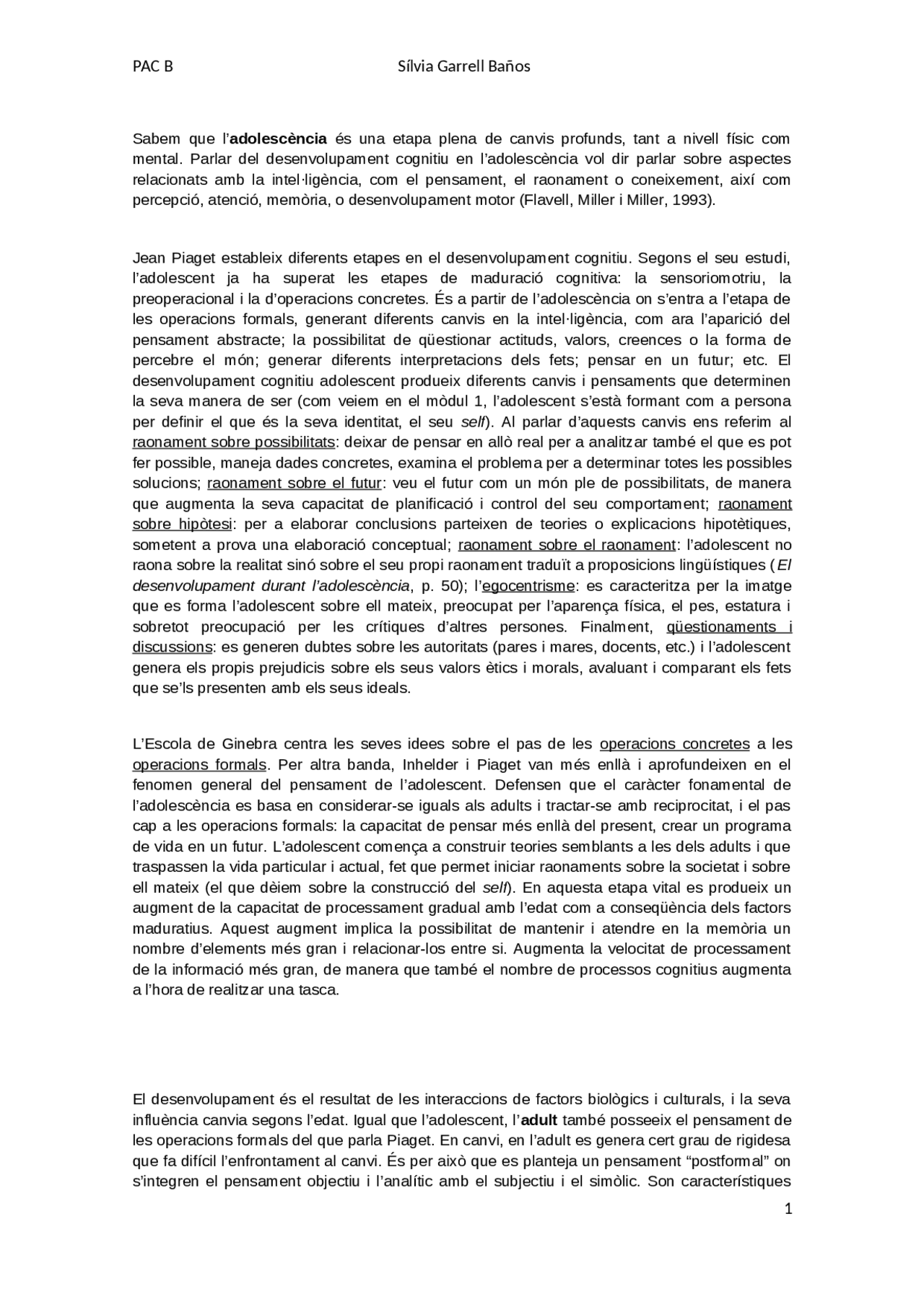 Psicologia Del Desenvolupament Ii Docsity
