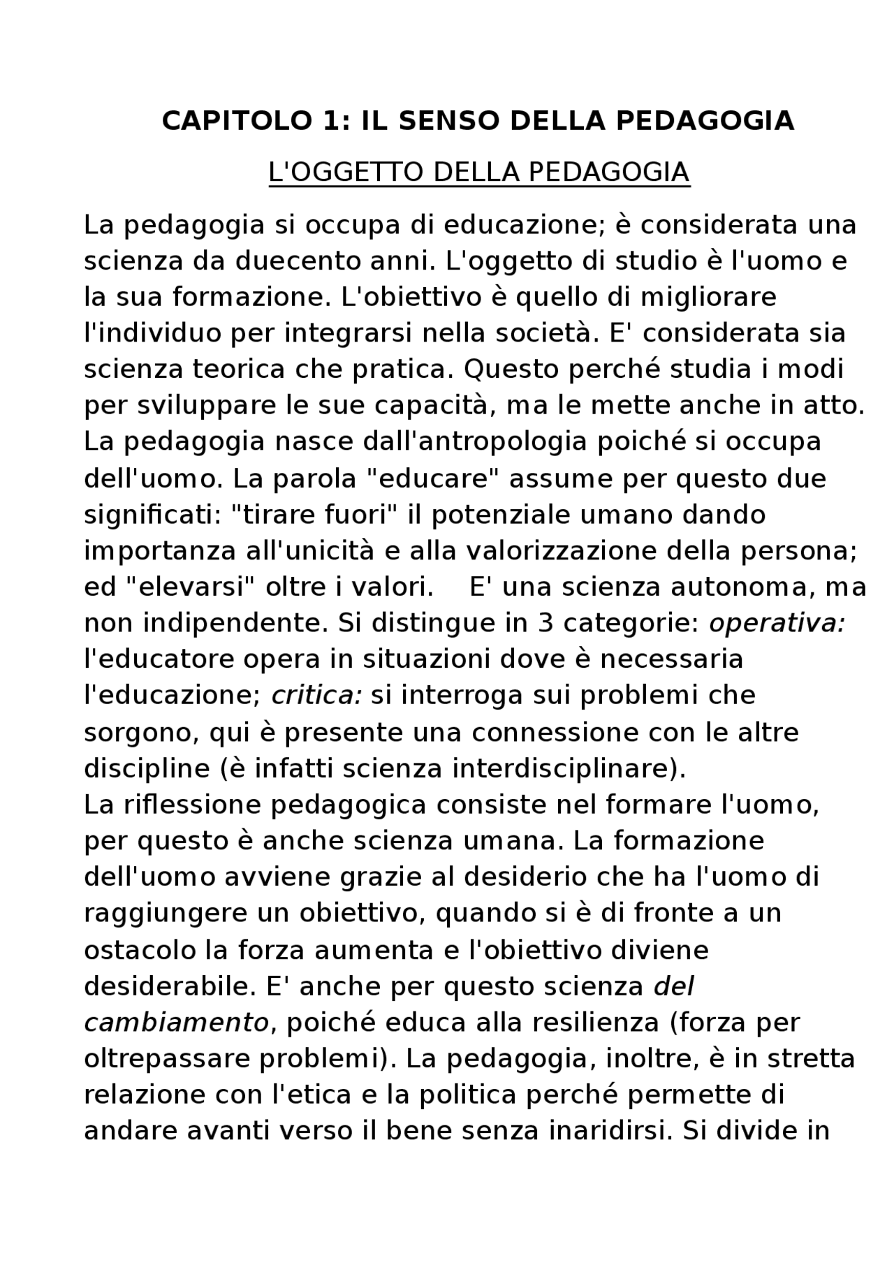 Linee Di Pedagogia Generale Docsity